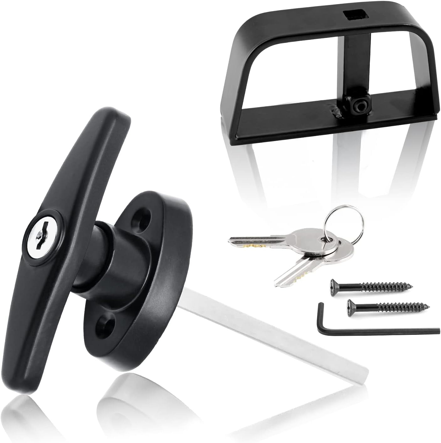 Srix Shed Door Latch T-Handle Lock Kit with 2 Keys, 4-1/2" Stem Storage ...