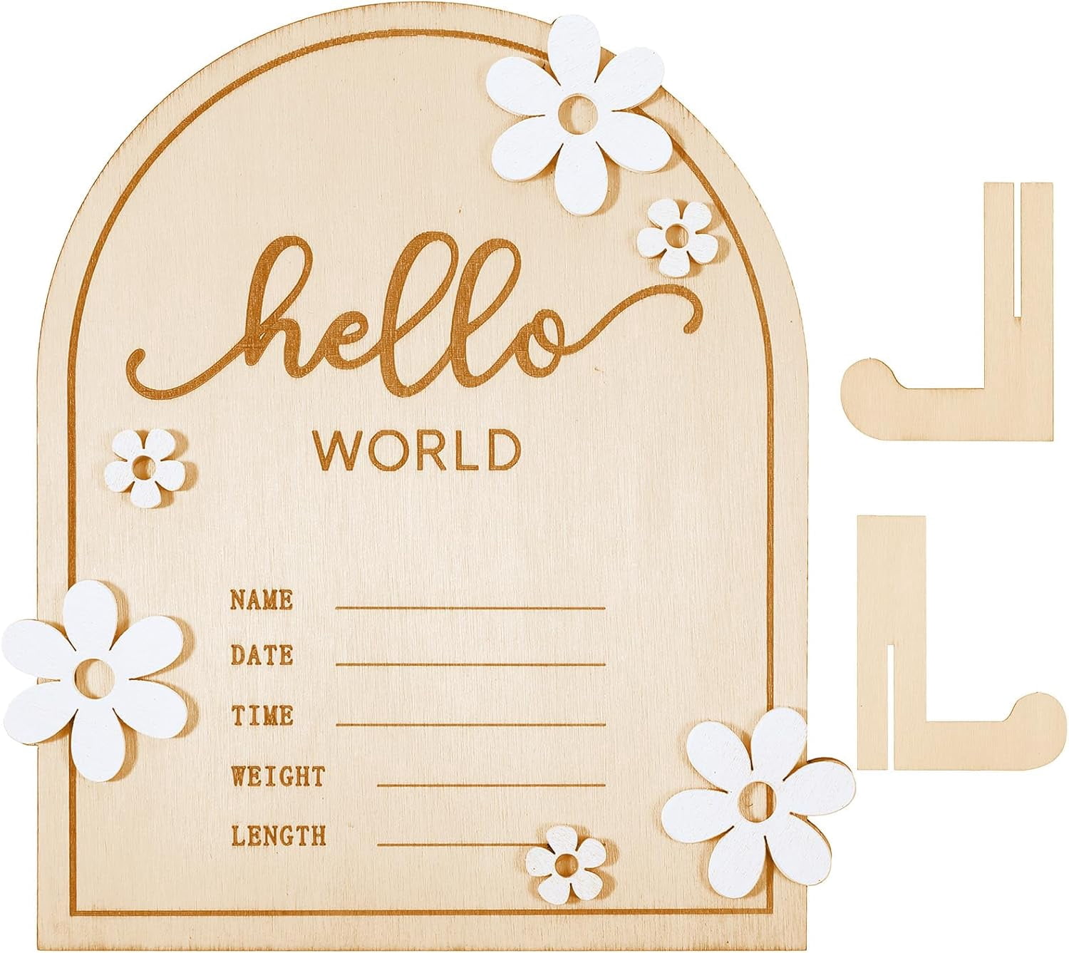 Srix Wooden Hello World Newborn Sign Daisy Wooden Newborn Birth ...