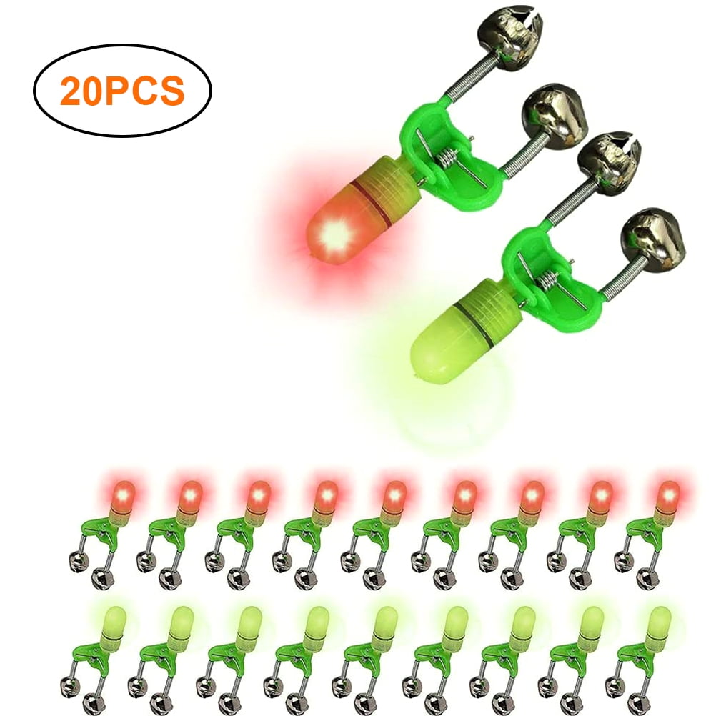 Srliya 20Pcs LED Night Fishing Rod Bite Bait Alarm Light with Double ...