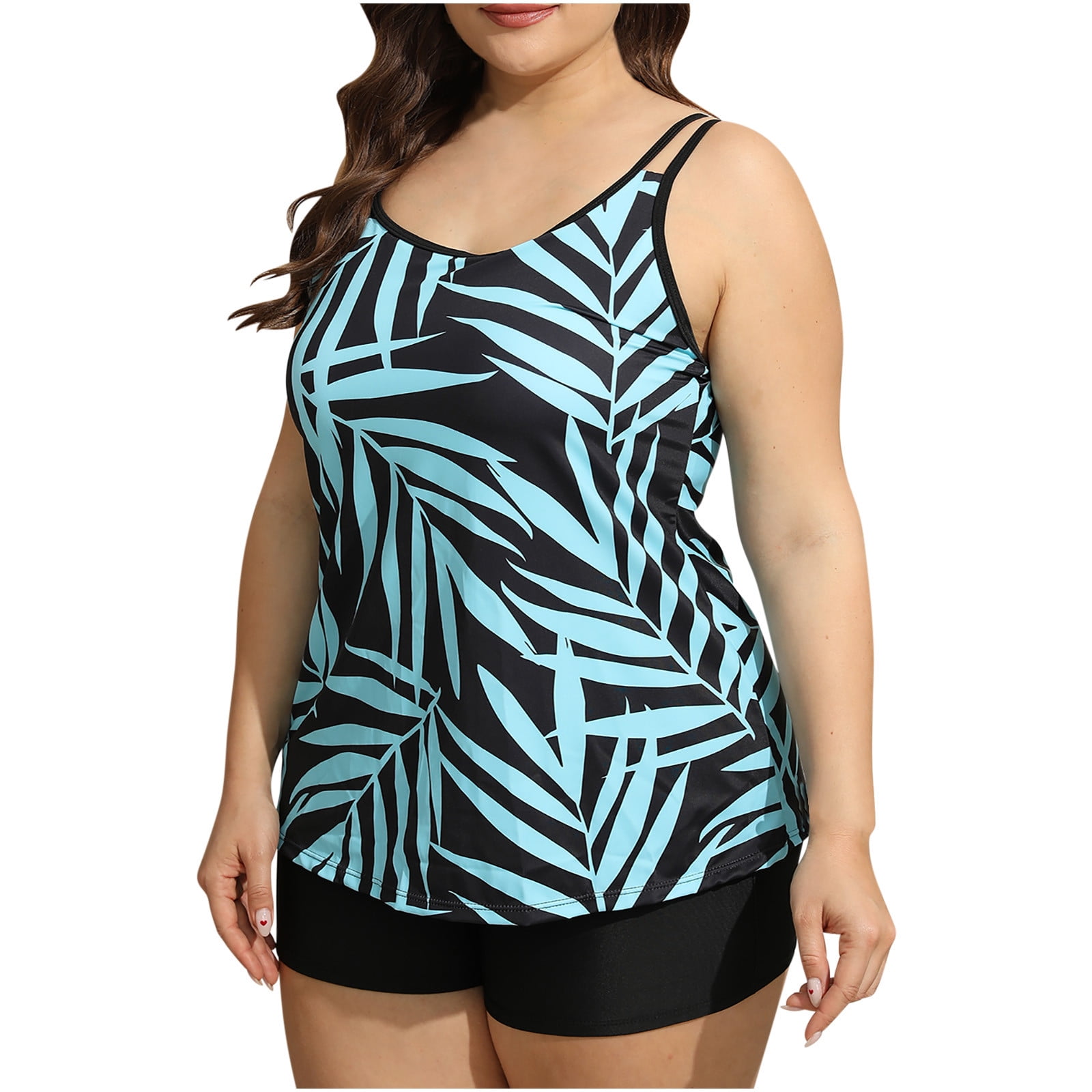 Srogem Plus Size Swimsuits for Women Summer Blouson Swim Top with Boy ...