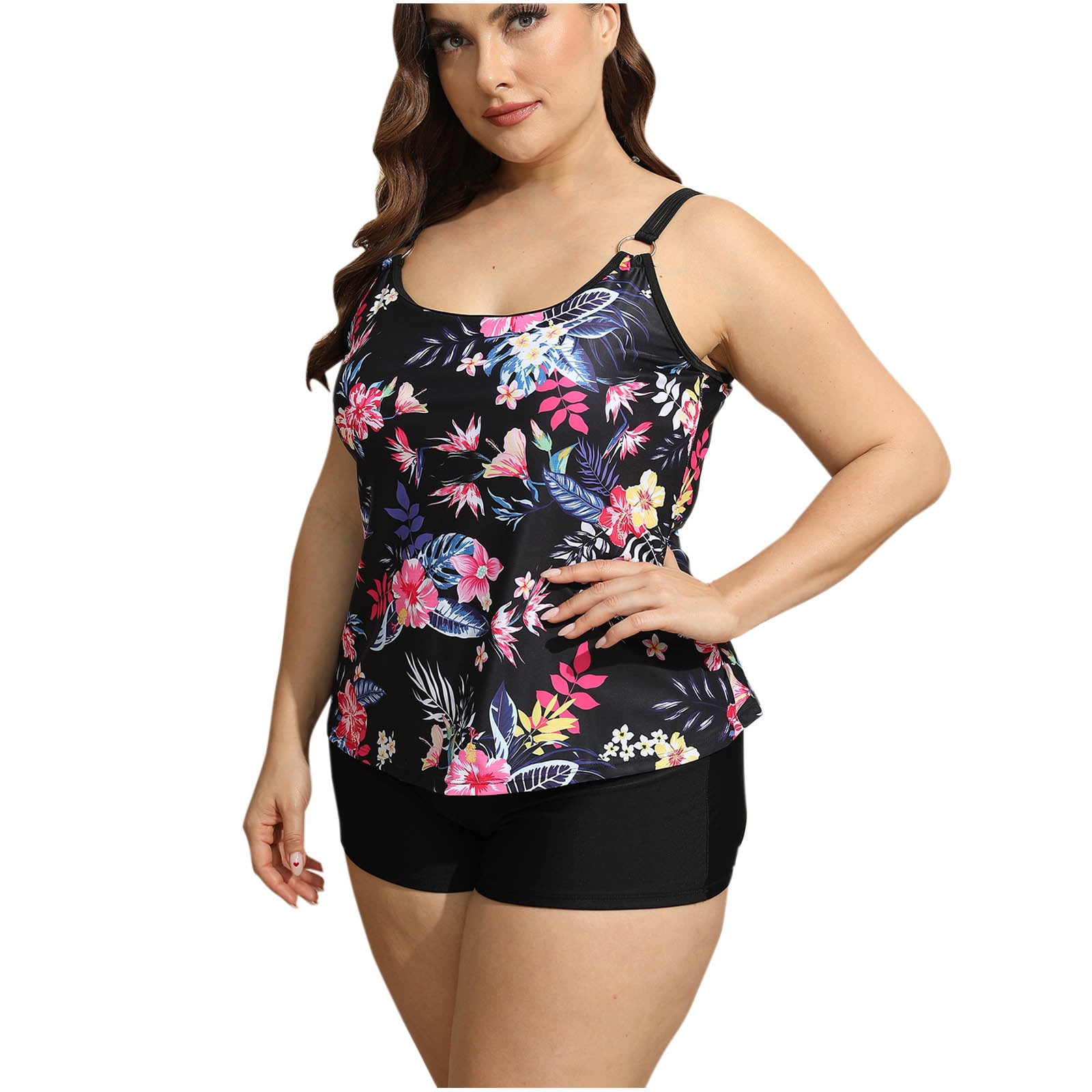 Srogem Plus Size Swimsuits for Women Summer Blouson Swim Top with Boy ...