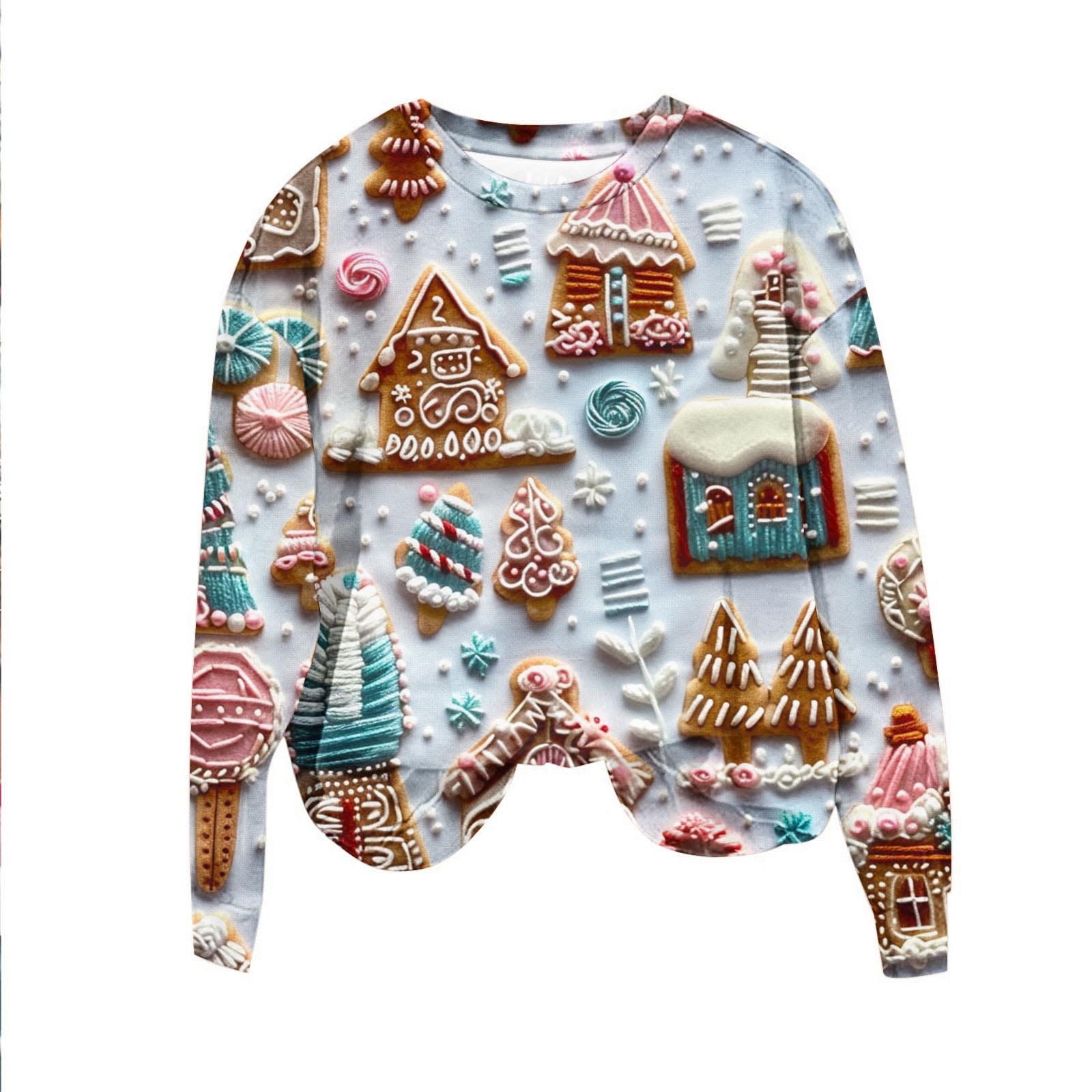 Srogem Women's Christmas Sweatshirts Cute Xmas Ugly 3D Graphic Print ...