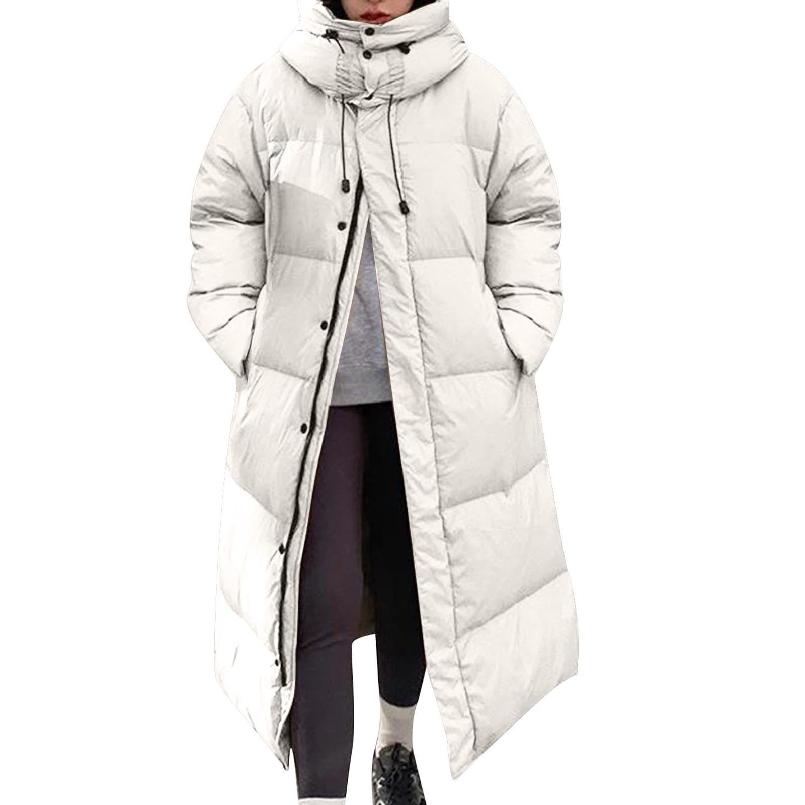 Srogem Womens Long Quilted Coat Hooded Maxi Length Long Sleeve Puffer ...