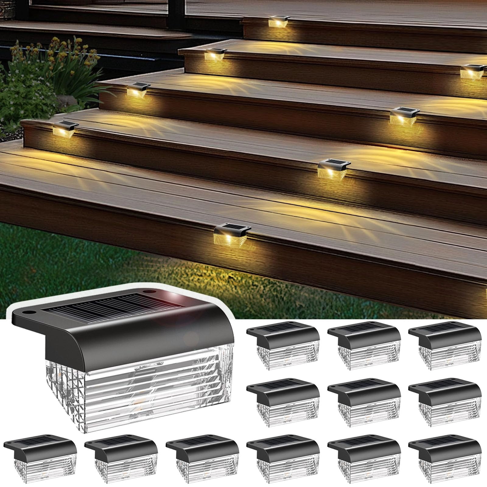 Srtyuo Solar Fence Lights Outdoor - 12 Pack Fence Lights Solar Powered ...