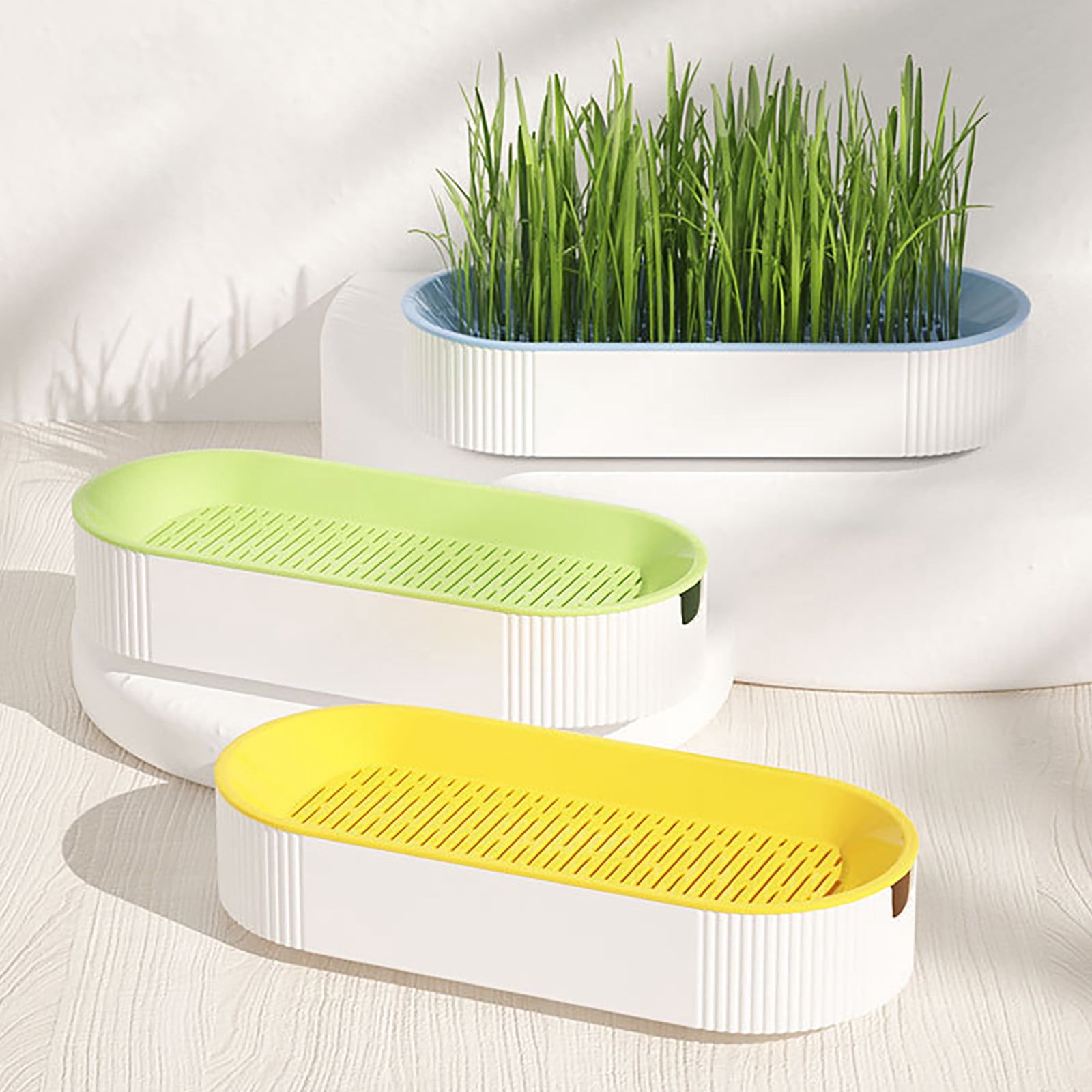 Sruoe Cat Grass Growing Tray, Self-Watering Cat Grass Planter with ...
