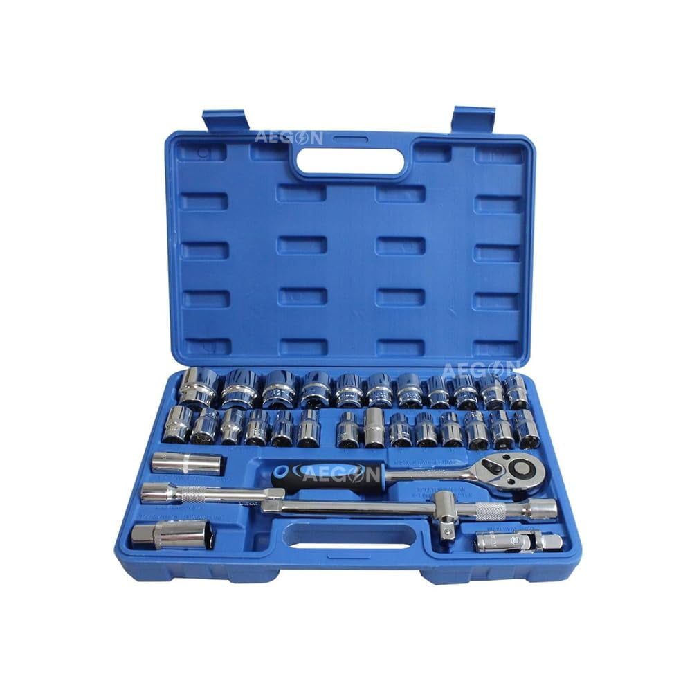 Ss-32 1-2" 32pcs 12 Point Combinational Ratchet Socket Set | Wrench ...