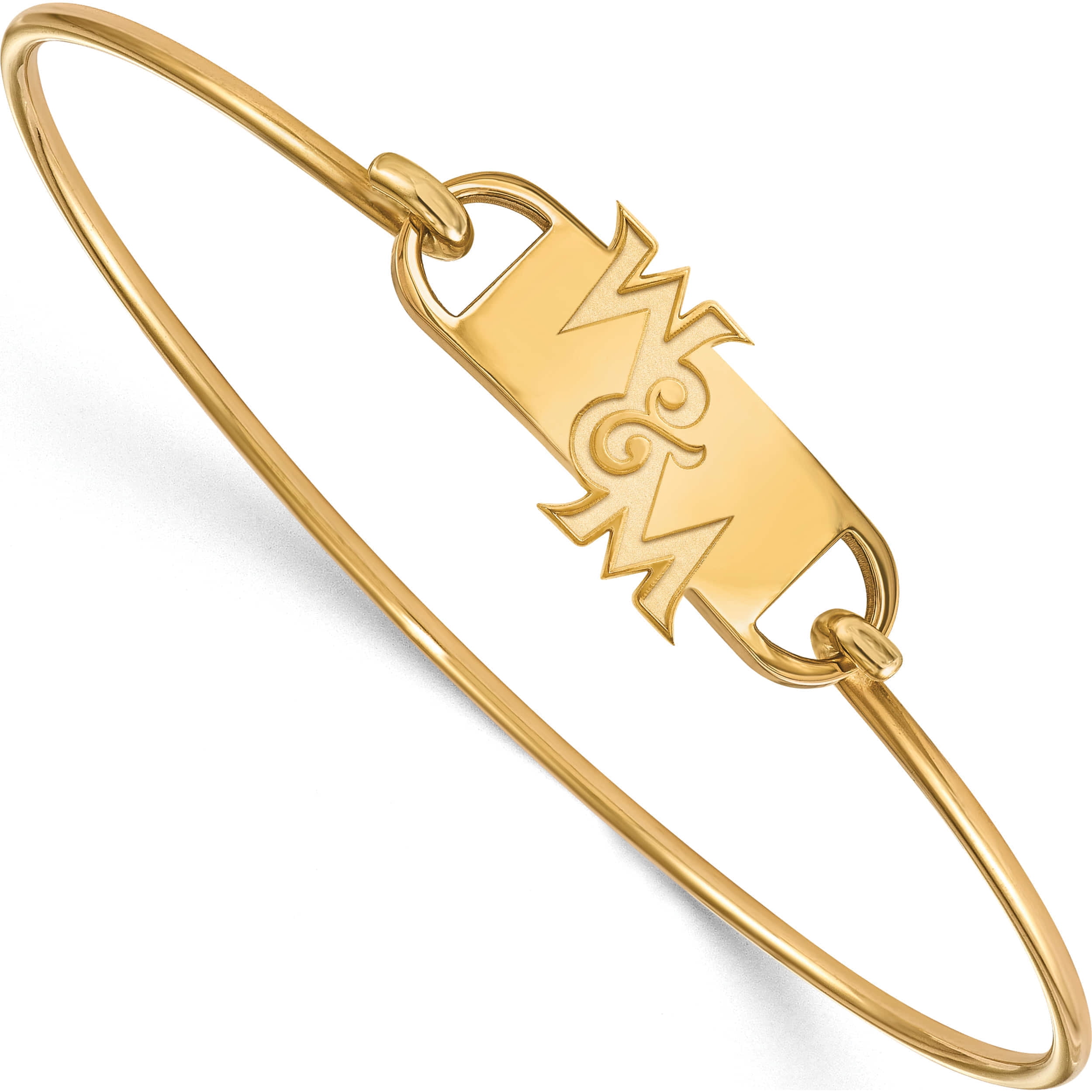 Ss/Gold Plated Ss College Of William & Mary Small Ctr Wire Bangle Made ...