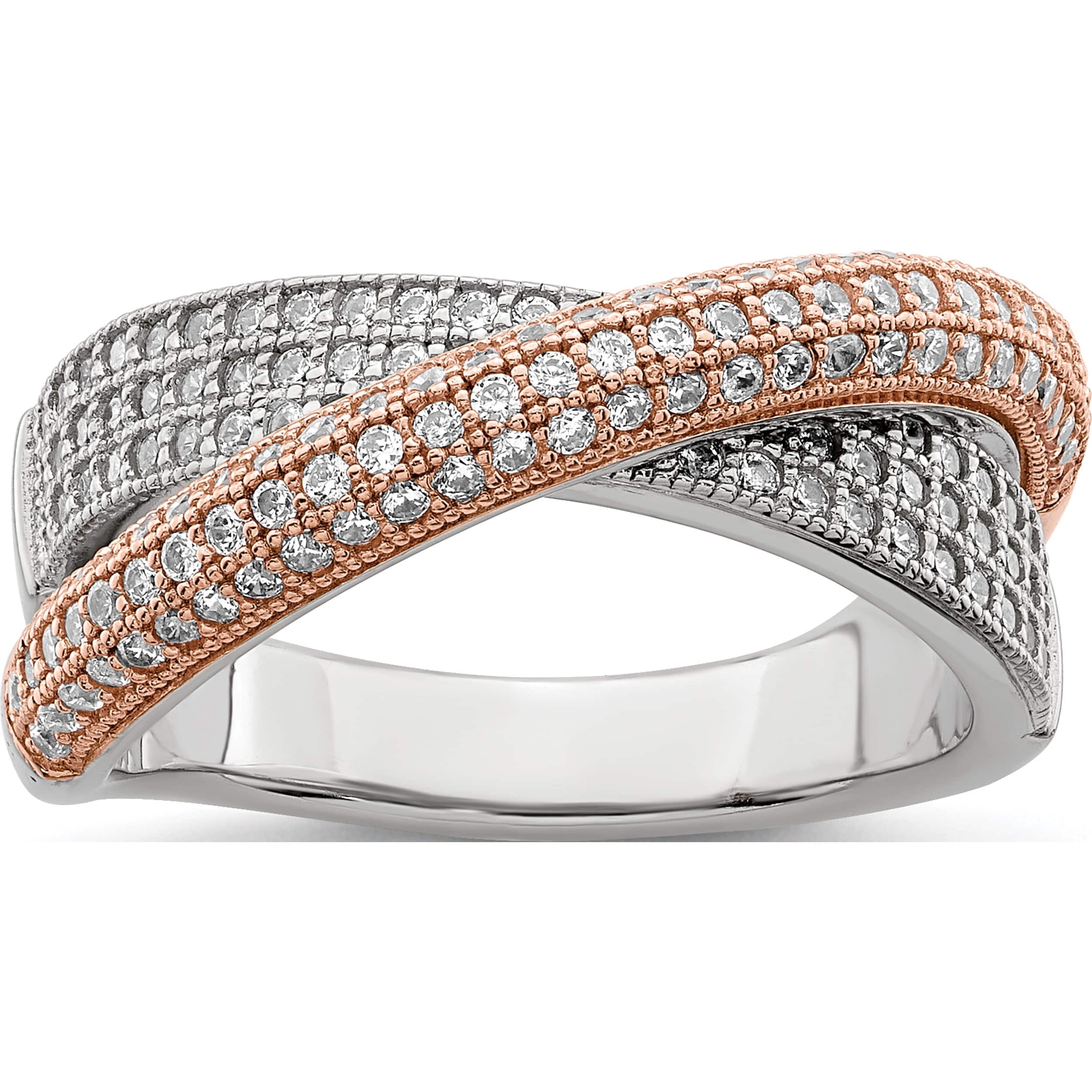 Ss/Gold Plated Sterling Silver Brilliant Embers Rose Gold-Plated Cz ...