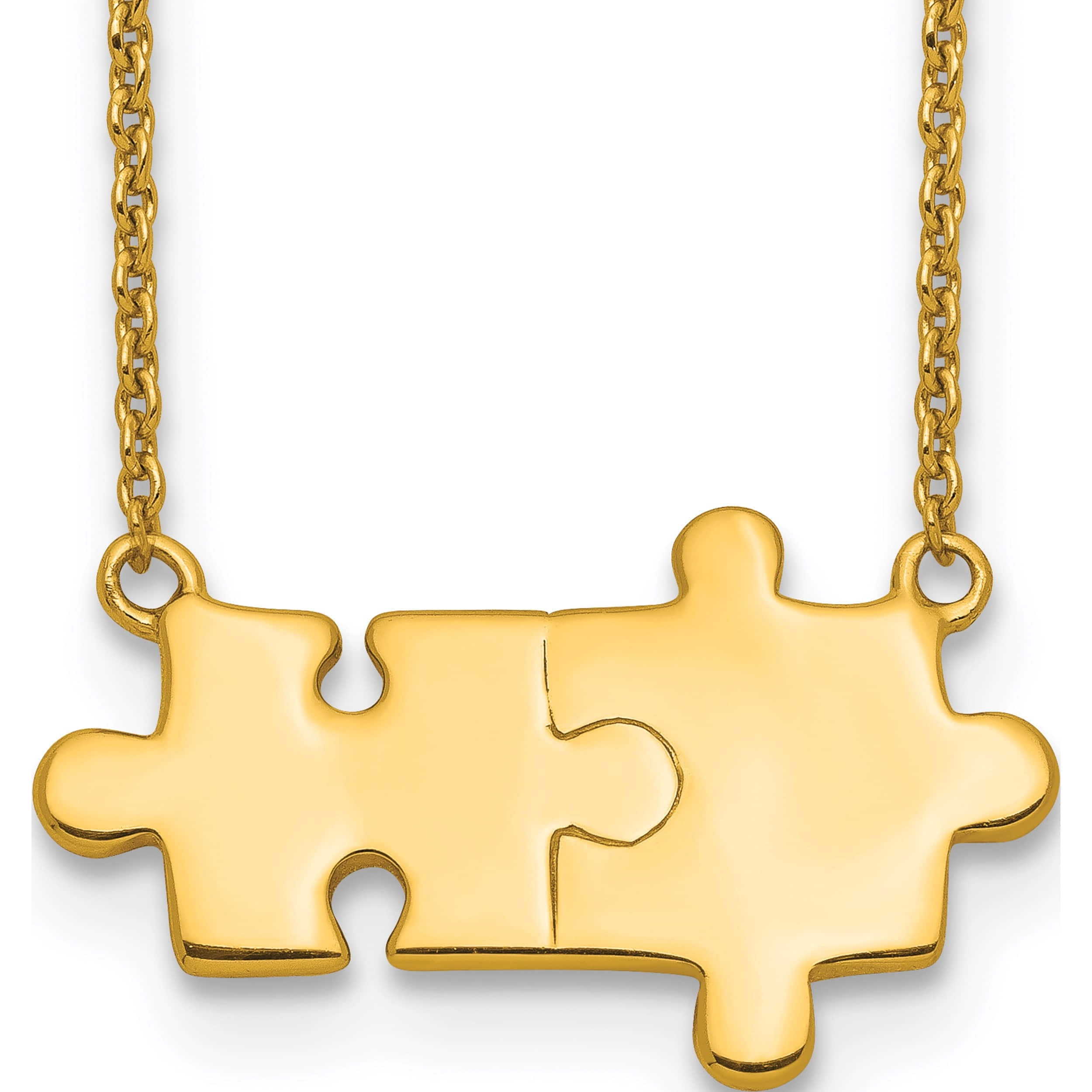 Ss/Gold Plated Sterling Silver Gold-Tone Brushed/Polished Puzzle Pieces ...