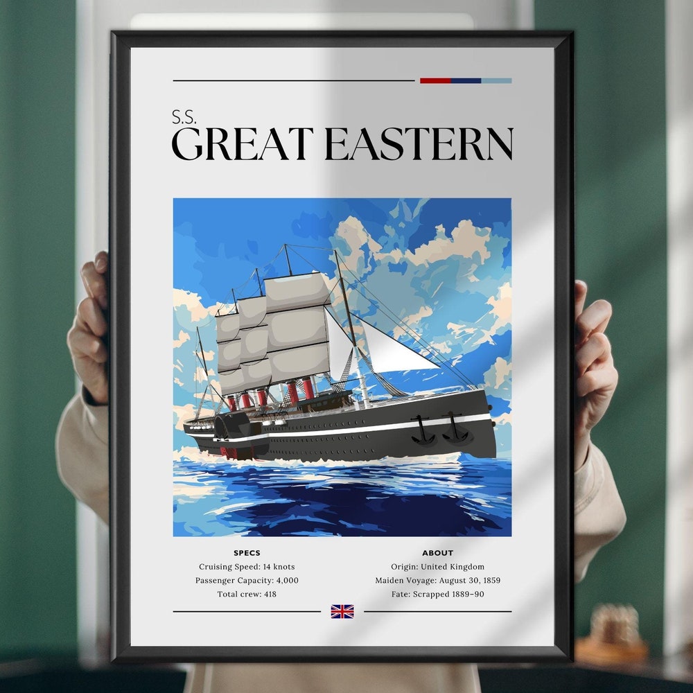 Ss Great Eastern Poster, Print, Wall Art, Maritime Art, Famous Ships UNFRAMED PAPER POSTER, Home ...