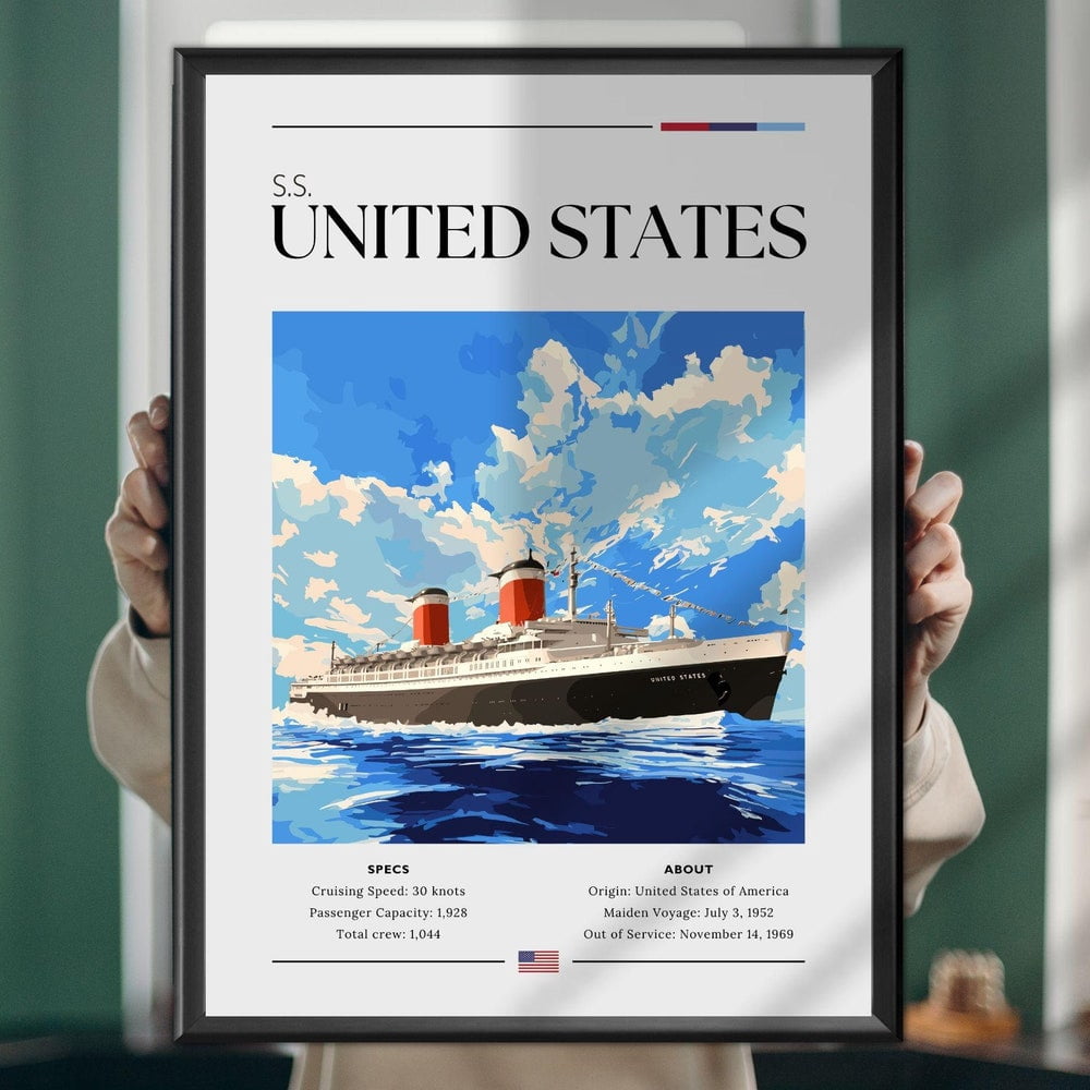 Ss United States Poster, Print, Wall Art, Maritime Art, Famous Ships ...
