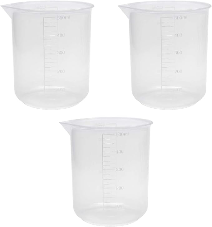 Sscon 3Pcs 500ml Lab Graduated Beakers Transparent Plastic Measuring ...