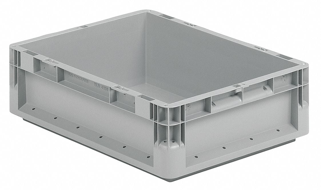 Ssi Schaefer Straight Wall Container,Gray,Solid,HDPE ELB4120.GY1 ...