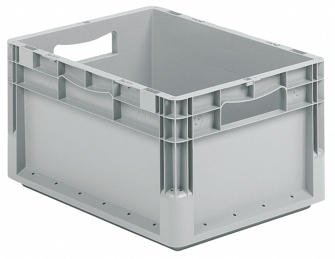 Ssi Schaefer Straight Wall Container,Gray,Solid,HDPE ELB4220.GY1 ...