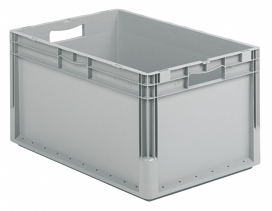 Ssi Schaefer Straight Wall Container,Gray,Solid,HDPE ELB6320.GY1 ...