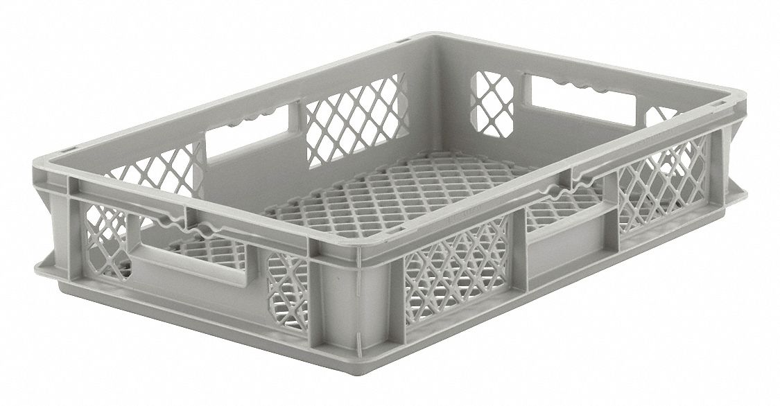 Ssi Schaefer Straight Wall Container,Gray,Vented,HDPE EF4123.GY1 ...