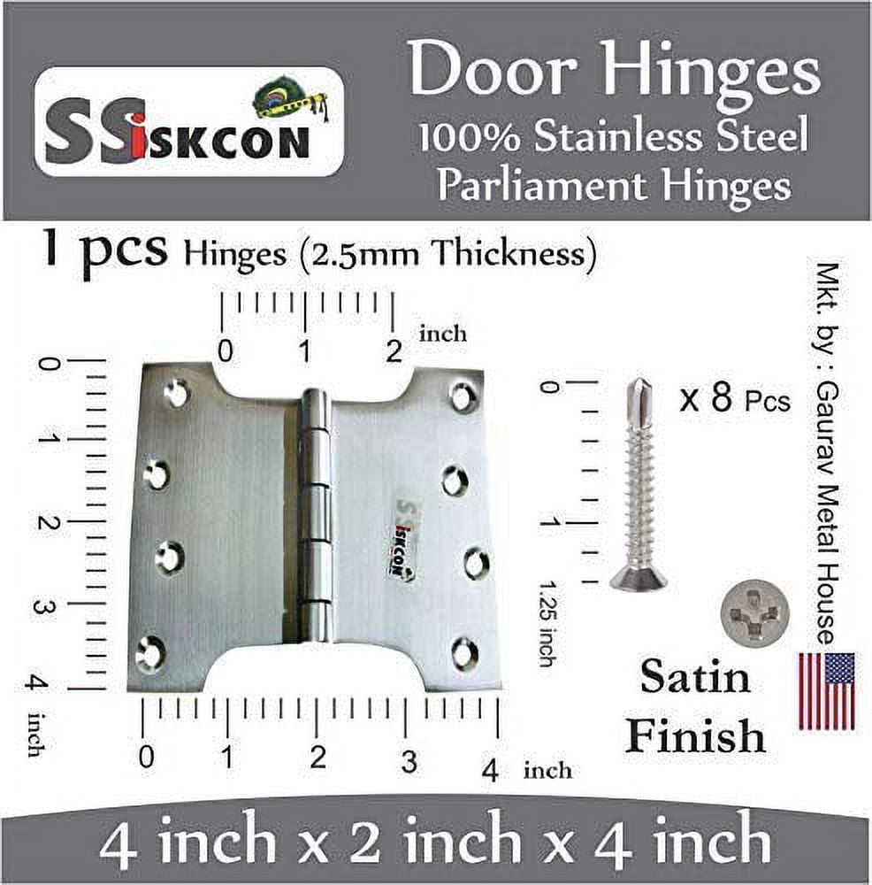 Ssiskcon Stainless Steel Parliament Door Hinge 4 in L x 2 in Obstacle ...