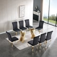 Ssline Dining Table with Tempered Glass Top Gold Mirror Finish ...
