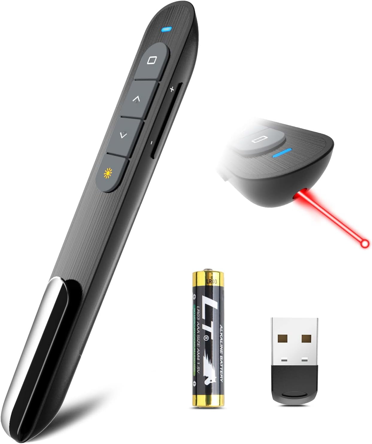 Presentation Clicker For Powerpoint, Wireless Presenter Remote With Laser Pointer, Slide ...