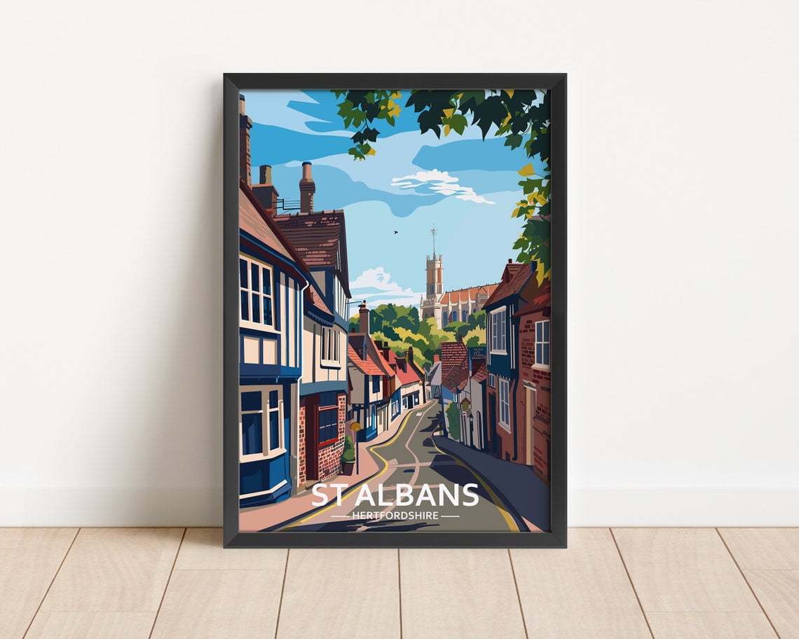 St Albans Poster Hertfordshire Scenic Town Art Print, Unframed Poster ...
