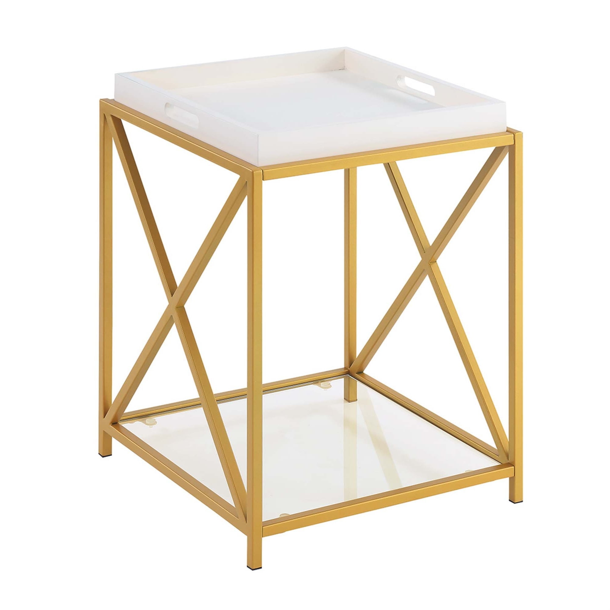 St. Andrews End Table by Ergode - Removable Trays, Glass Shelves, X ...