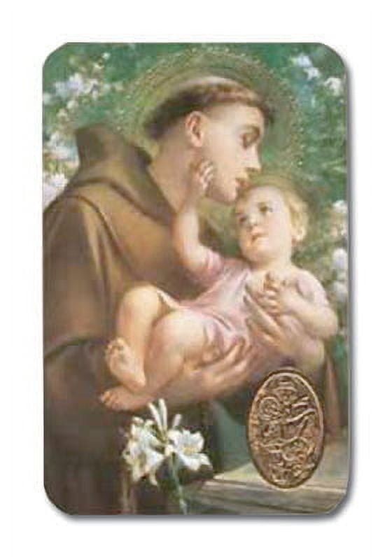 St. Anthony Laminated Catholic Prayer Holy Card with Medal and Prayer on Back - Walmart.com