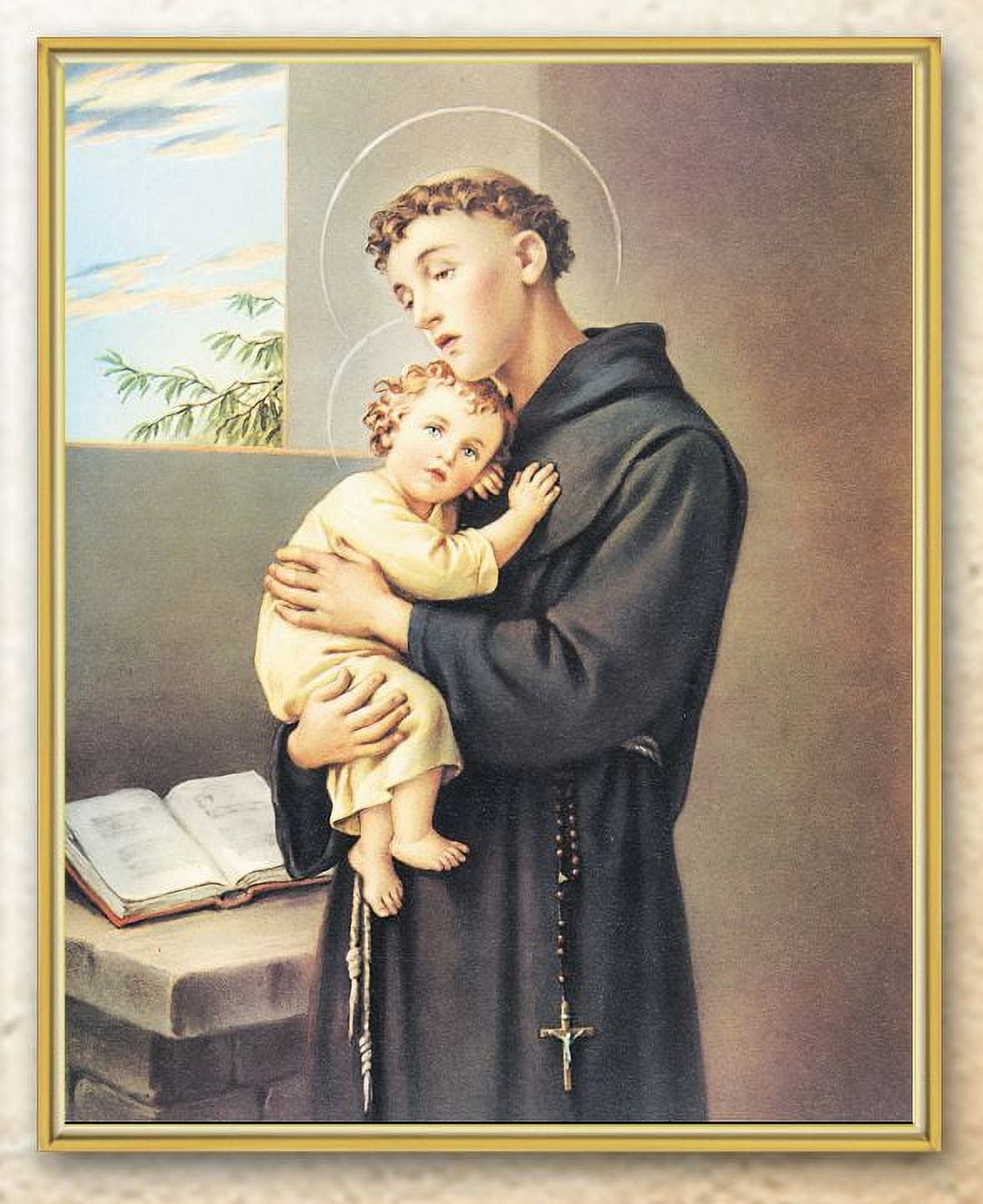 St. Anthony Picture Framed Plaque Wall Art Decor Medium, Bright Gold ...