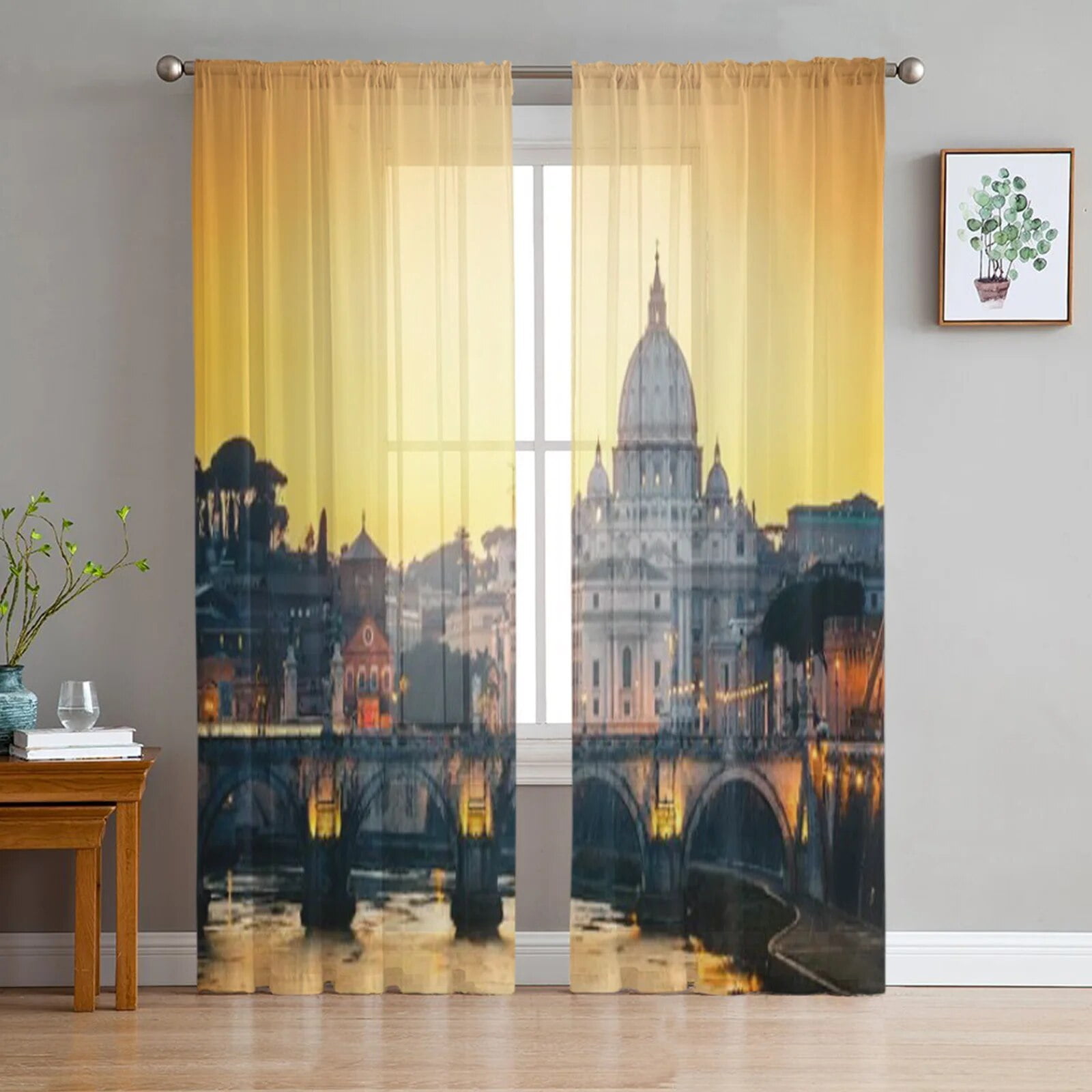 St Architecture River Luxurious Chiffon Sheer Curtains for Living Room ...