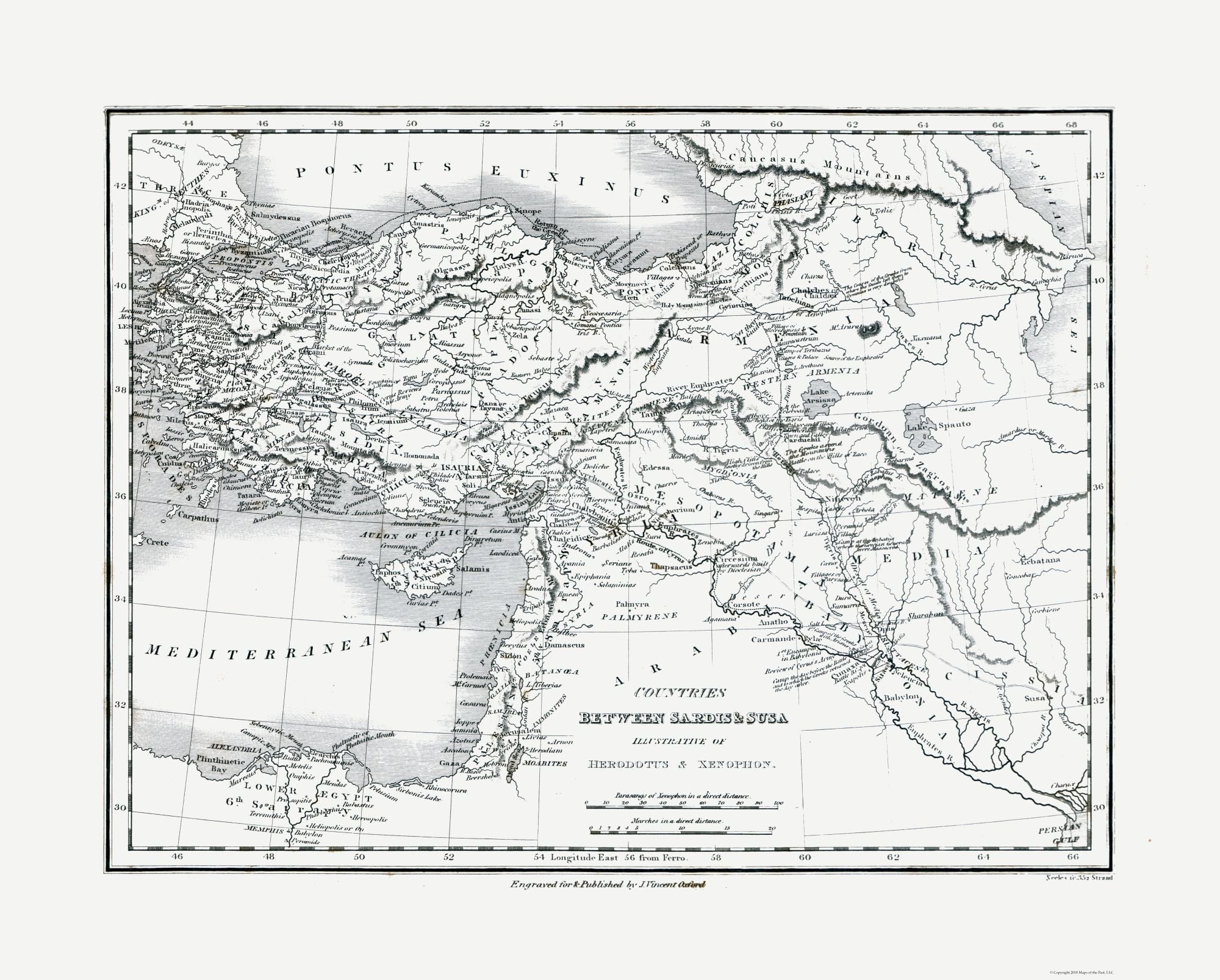 Historic Map - Middle East Countries Sardis Susa - Oxford 1828 - 28.63 ...