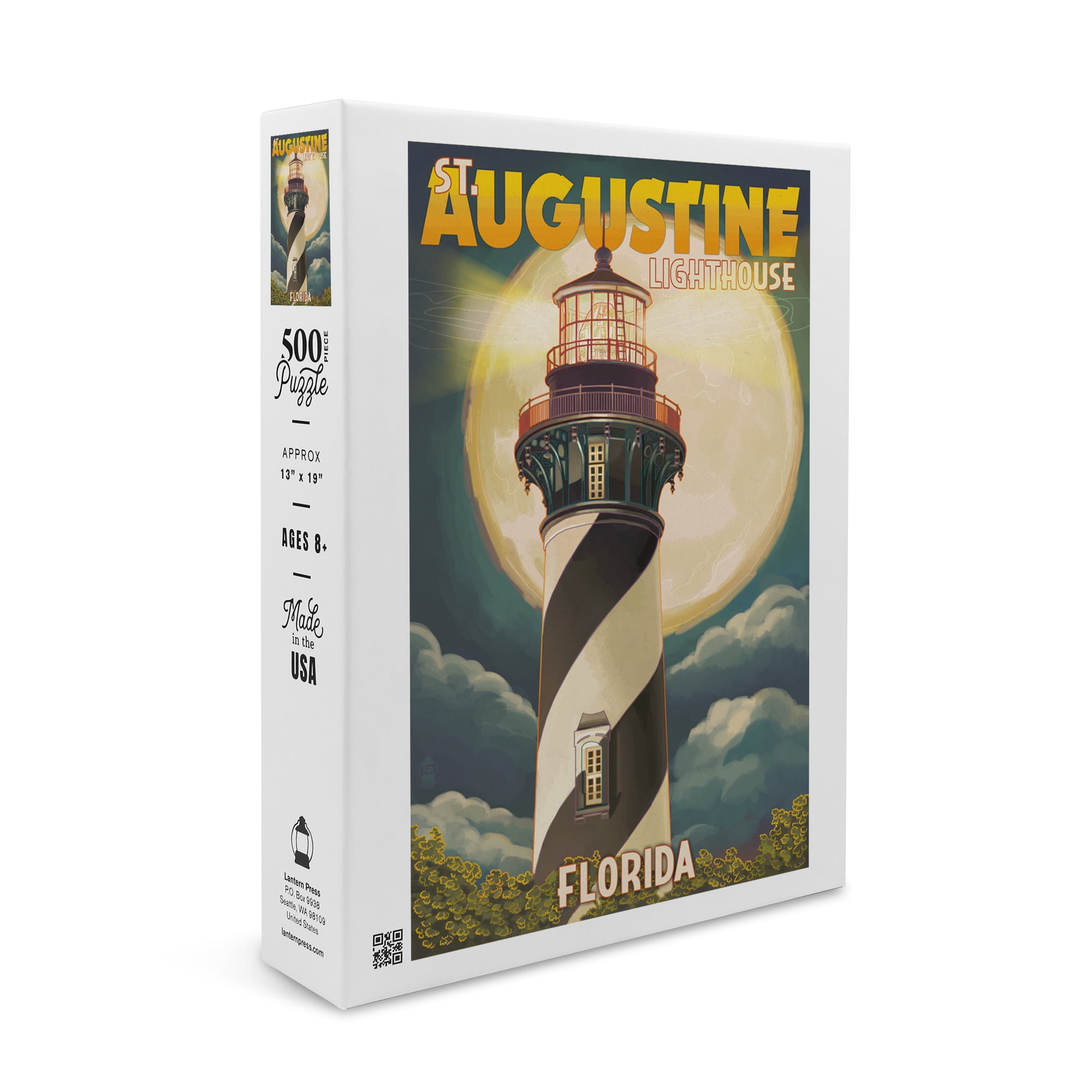 St. Augustine, Florida, Lighthouse and Moon (19x27 inches, Premium 500 ...