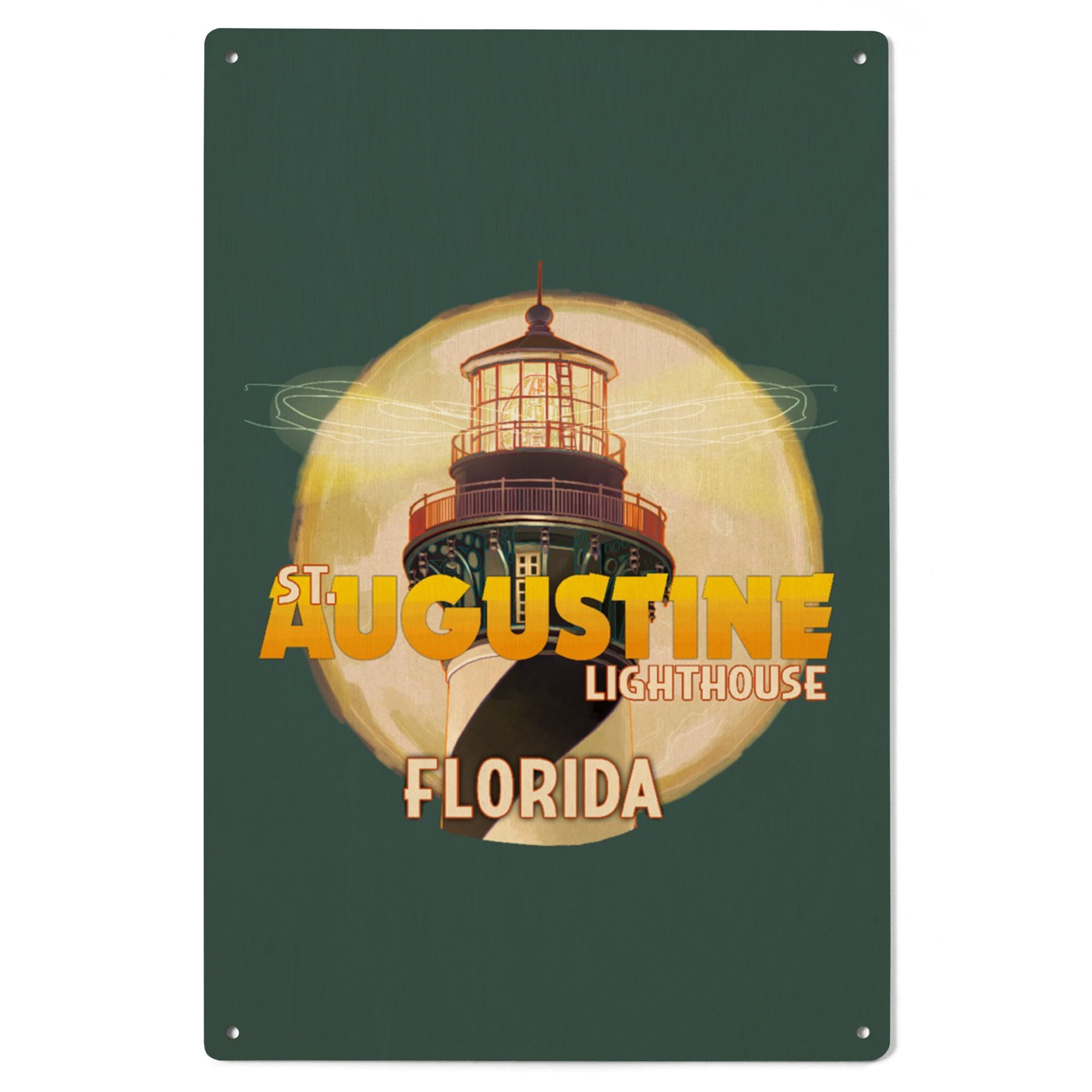 St. Augustine, Florida, Lighthouse and Moon, Contour Birch Wood Wall ...