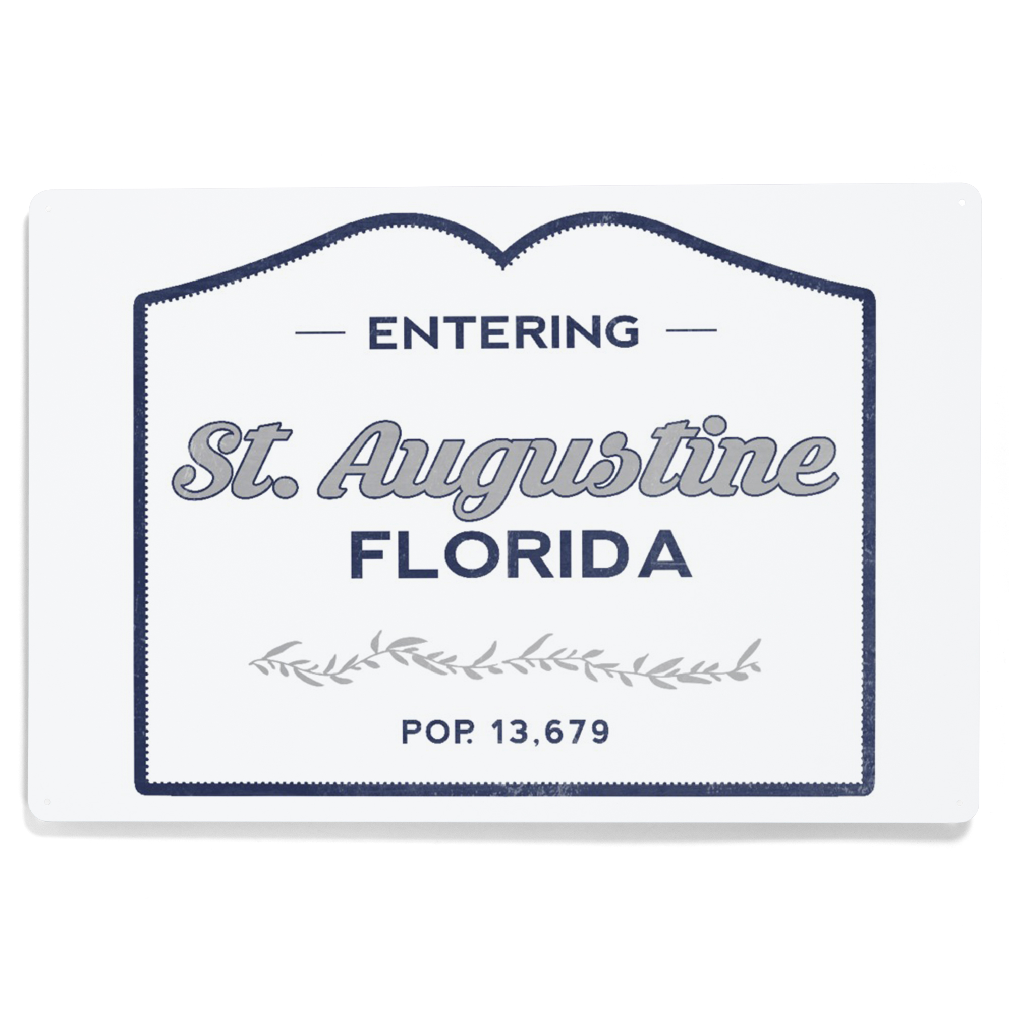 St. Augustine, Florida, Now Entering (Blue) (12x18 Aluminum Art, Indoor ...