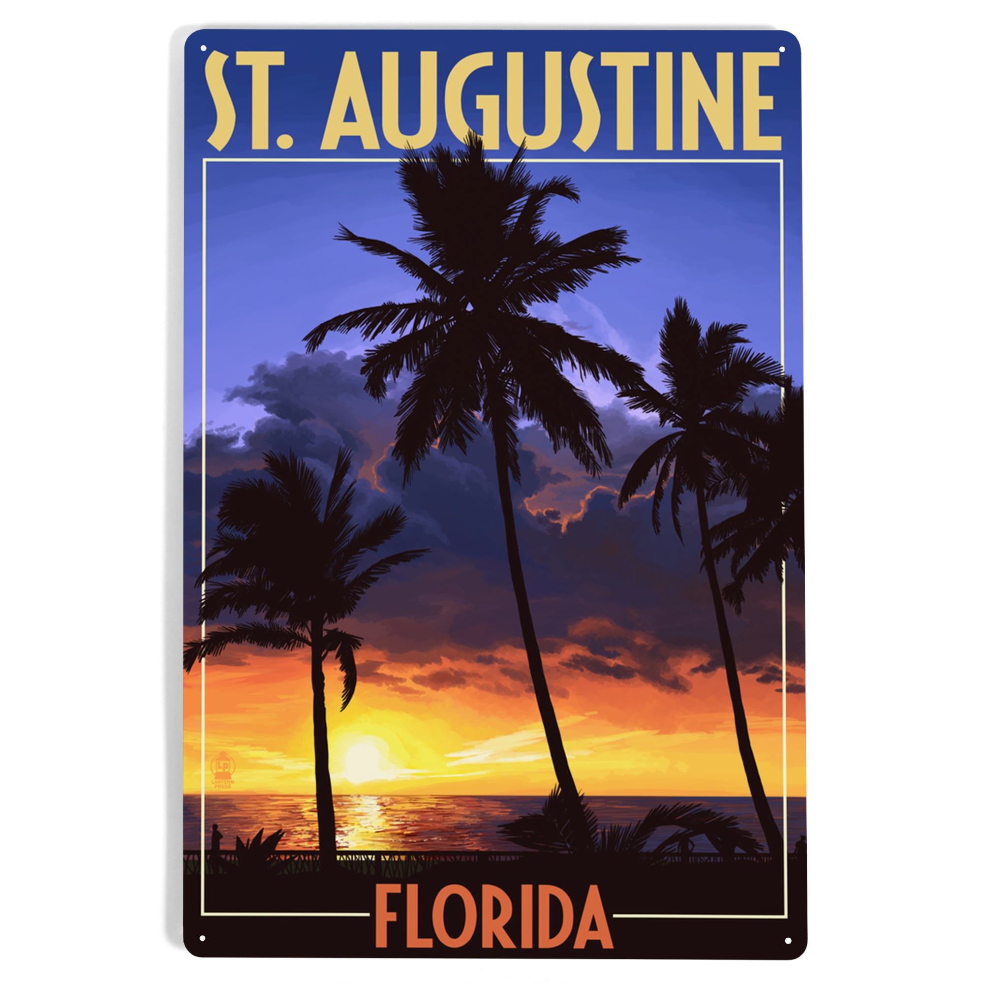 St. Augustine, Florida, Palms and Sunset (12x18 Aluminum Art, Indoor ...