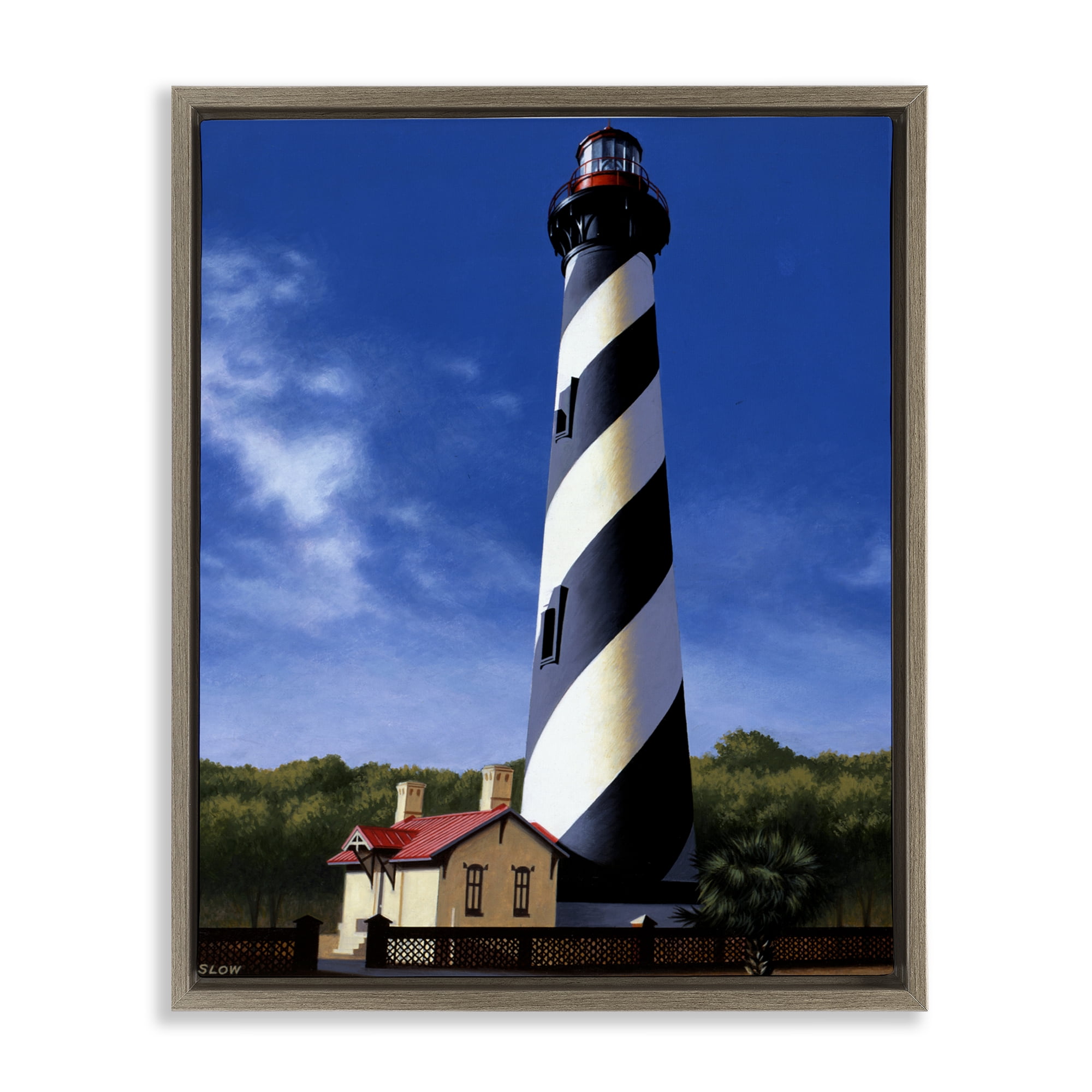 St. Augustine Lighthouse Brown Framed Floater Canvas Wall Art, design ...