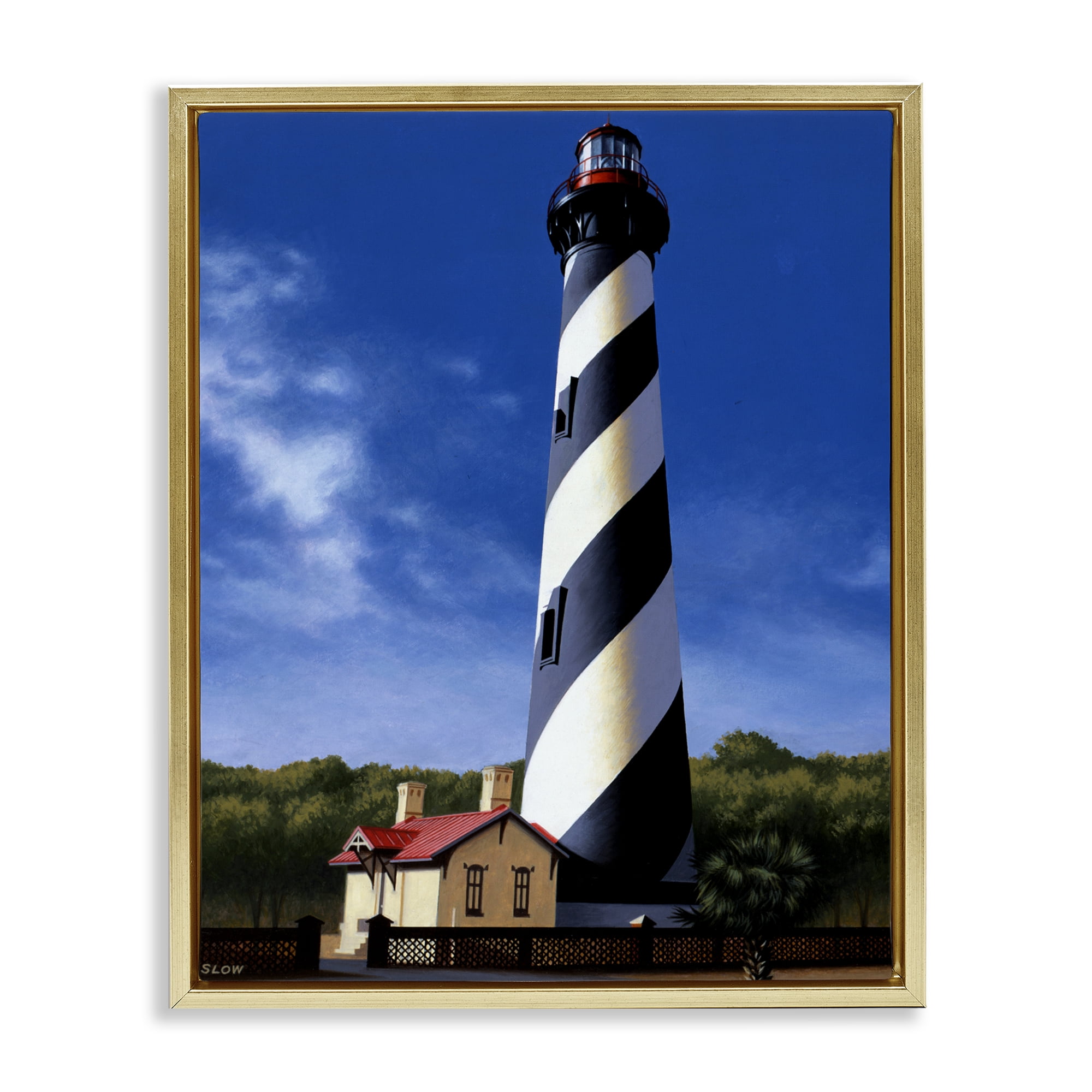 St. Augustine Lighthouse Gold Framed Floater Canvas Wall Art, design by ...