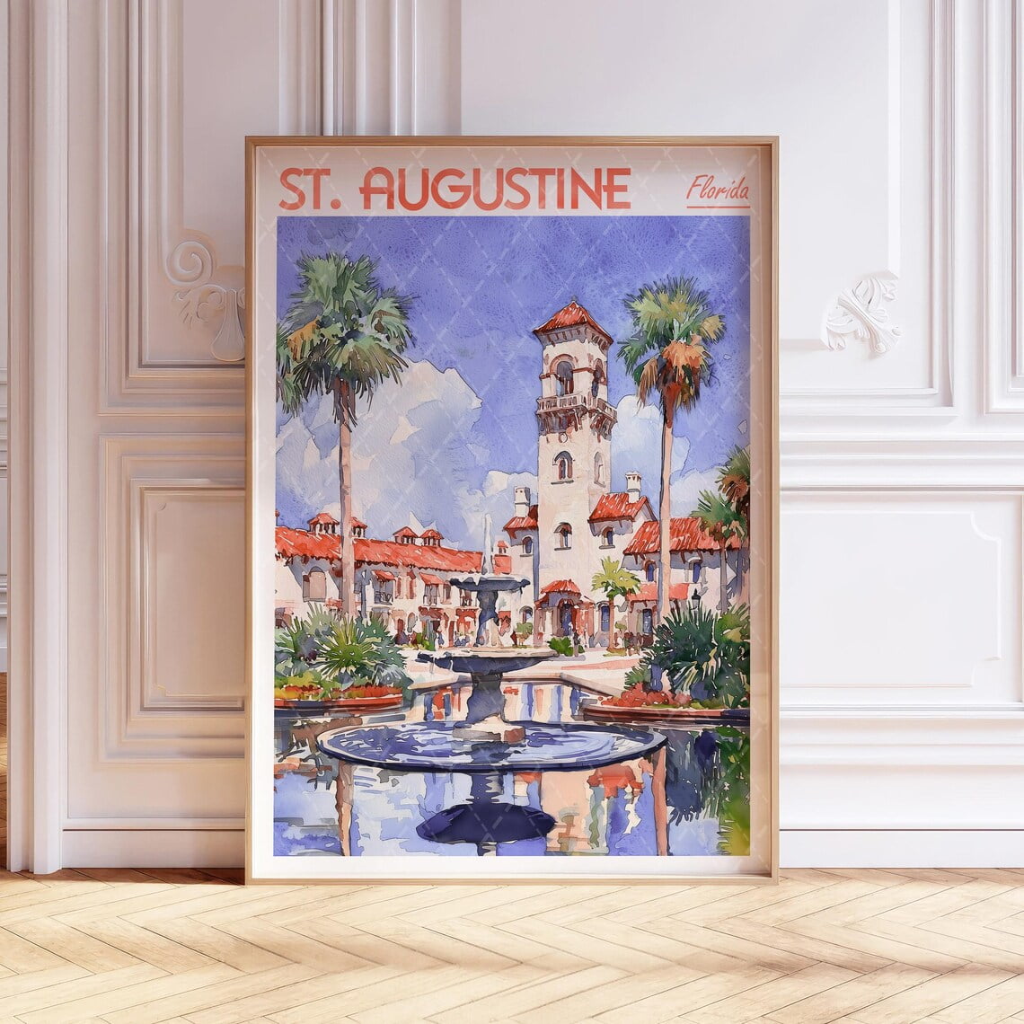 St. Augustine Watercolor Poster - Florida Wall Art - Florida Travel ...