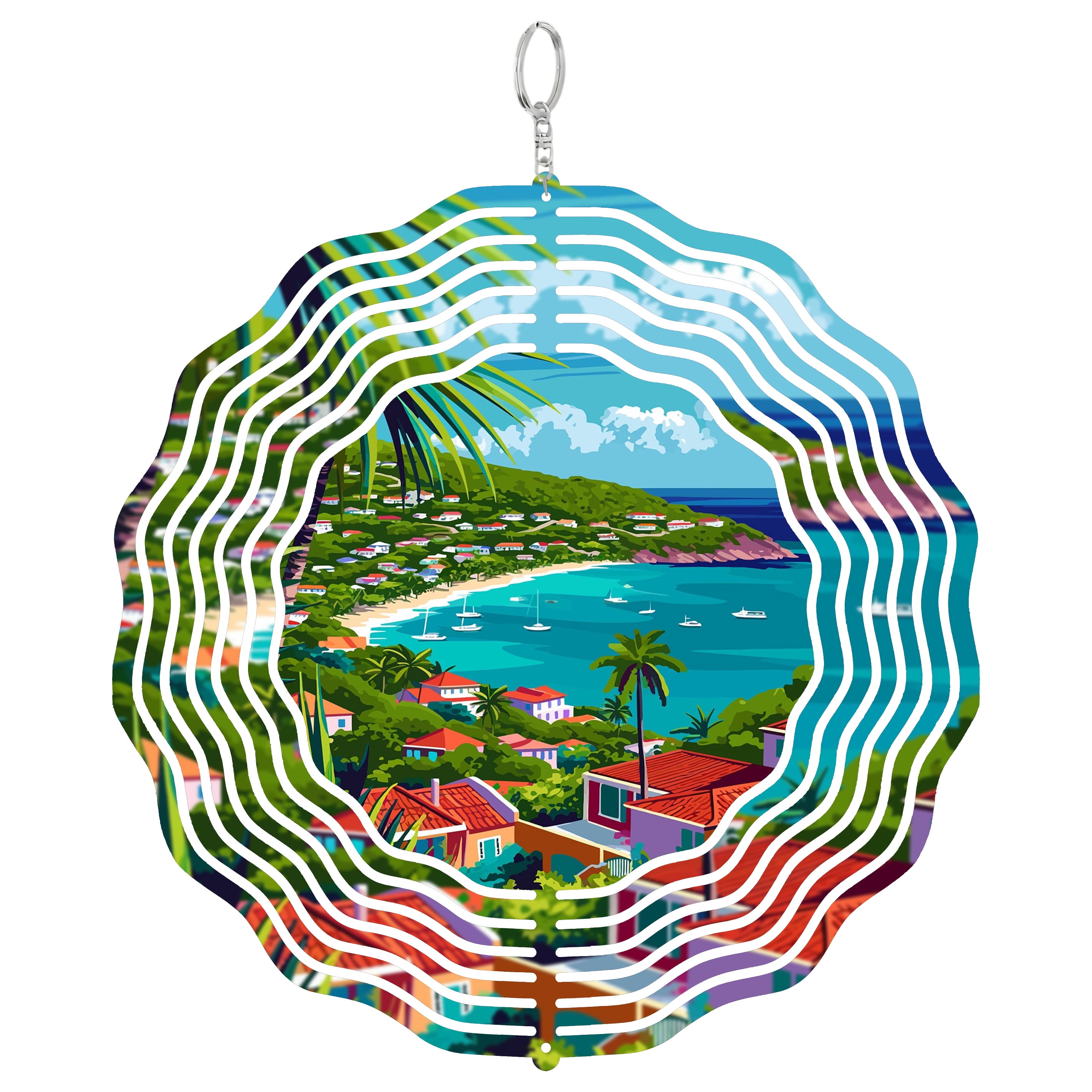 St Barts Gustavia Harbor View 3D Wind Spinner Stainless Steel Kinetic ...