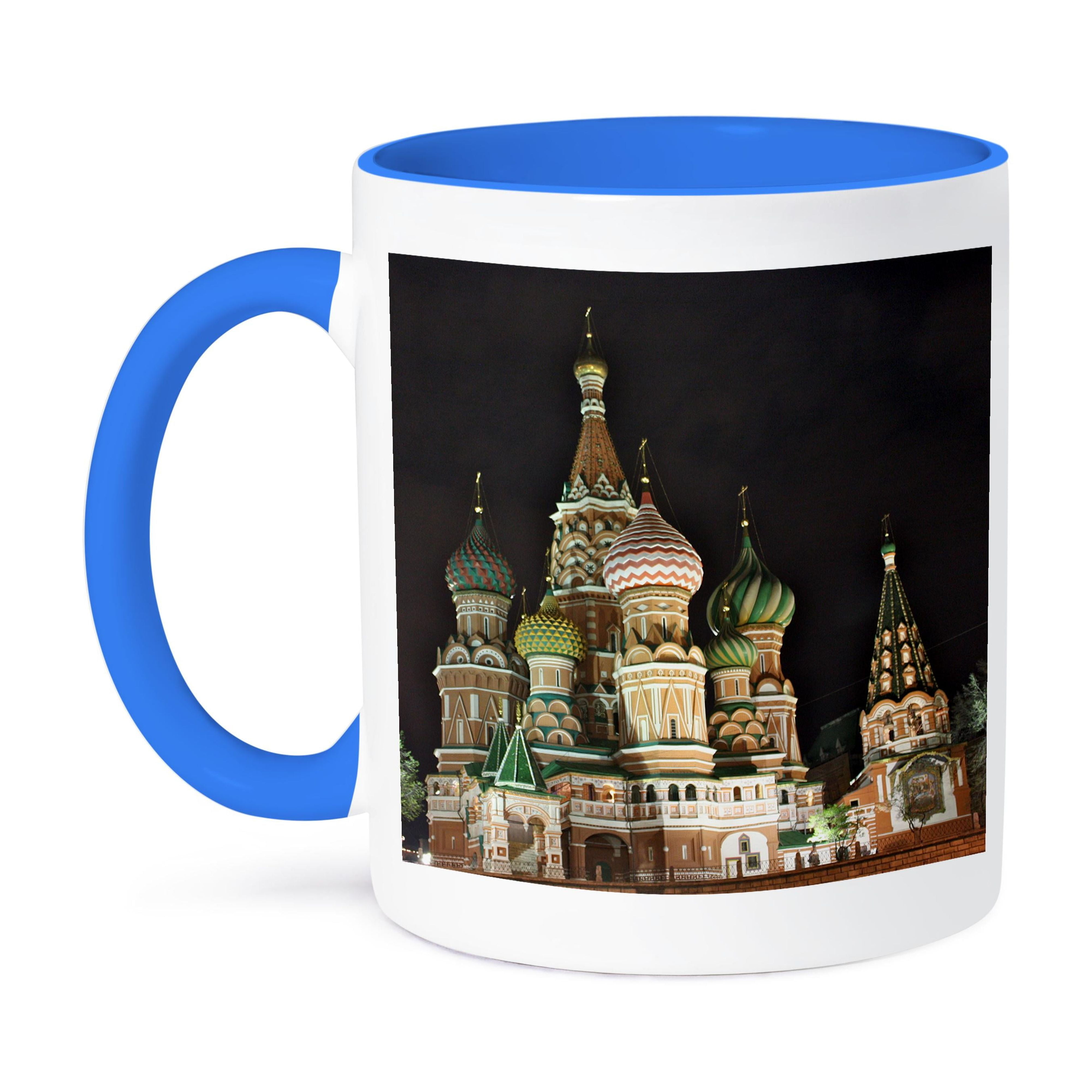 St Basils Catherdral On Red Square, Moscow, Russia, 11oz Two-Tone Blue ...