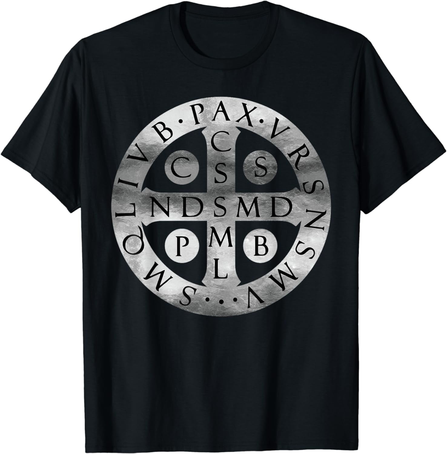 St Benedict Medal Catholic Saint Latin Prayer Pax Religious T-Shirt ...