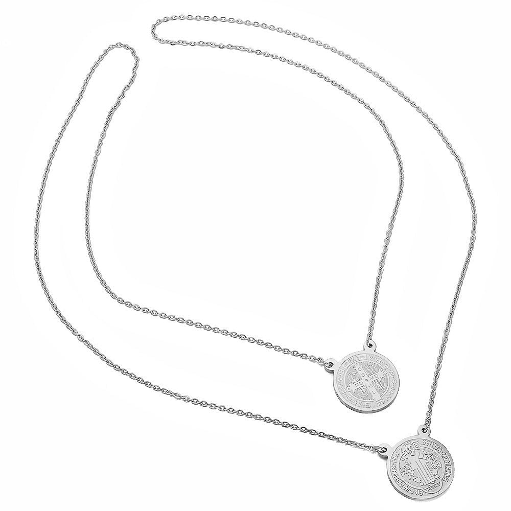 St. Benedict Round Scapular Necklace with Chain Charm - Walmart.com