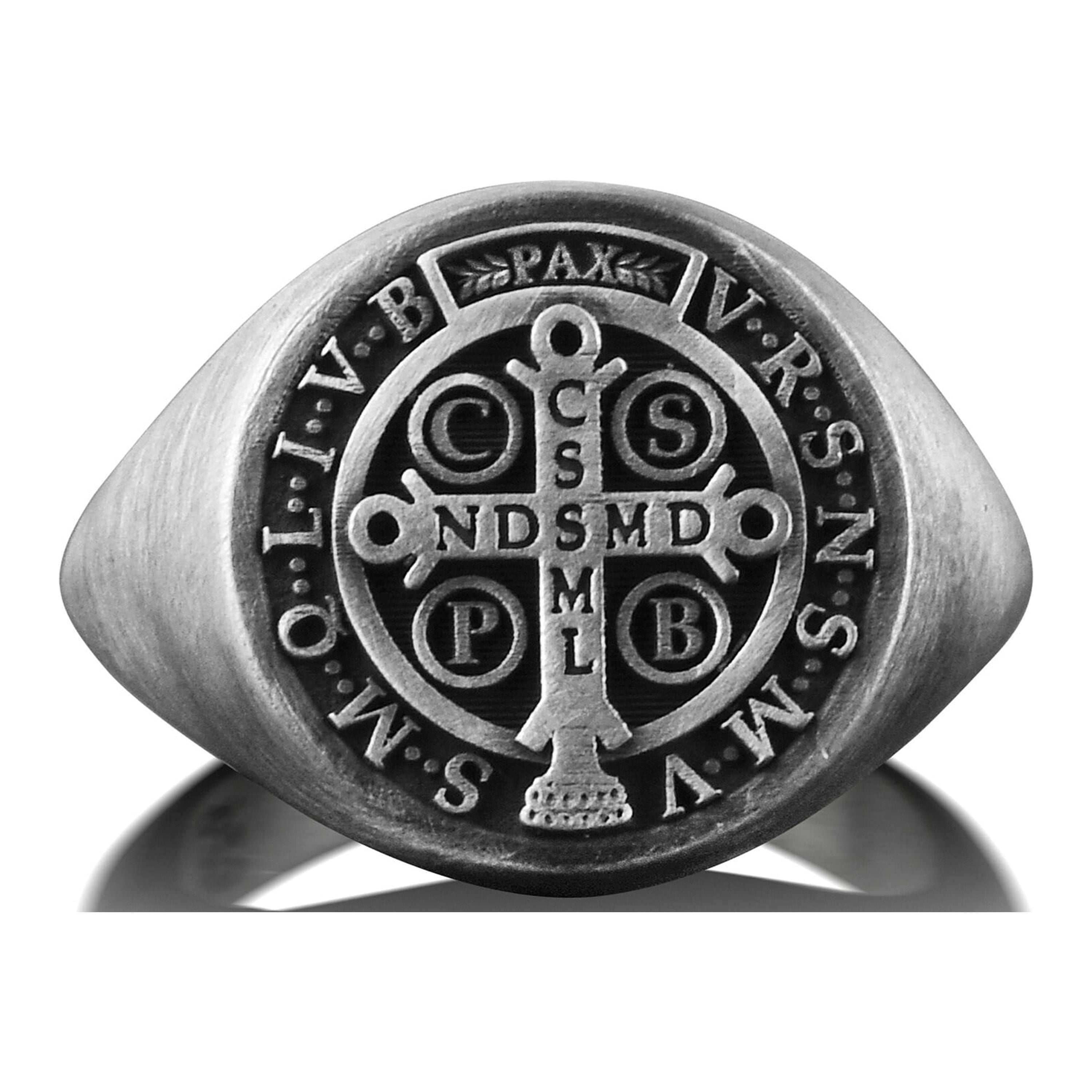 St Benedict Signet Pinky Ring for Men in Sterling Silver, Extraordinary ...