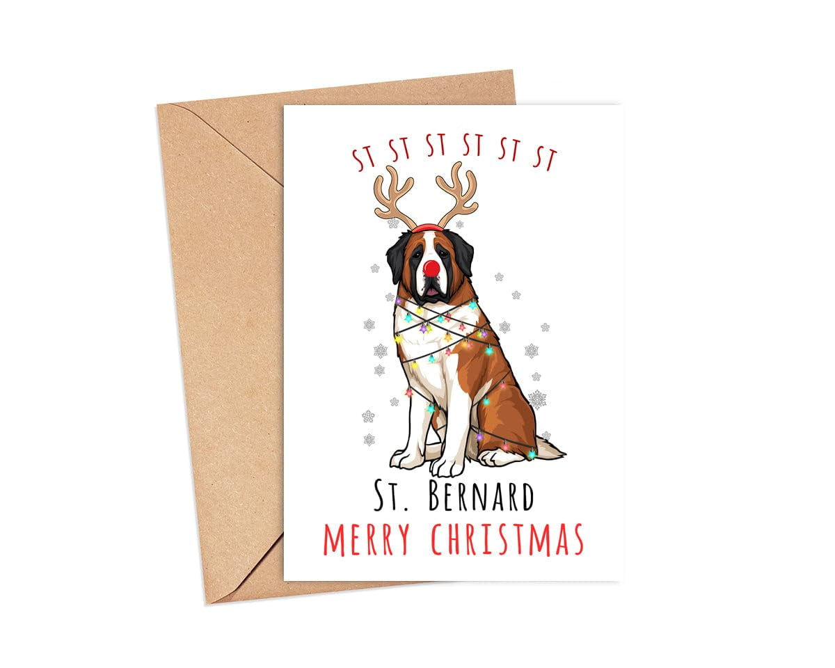 St. Bernard Christmas Card - Funny Dog Christmas Card Gift For Him Her - Unique Dog Christmas ...