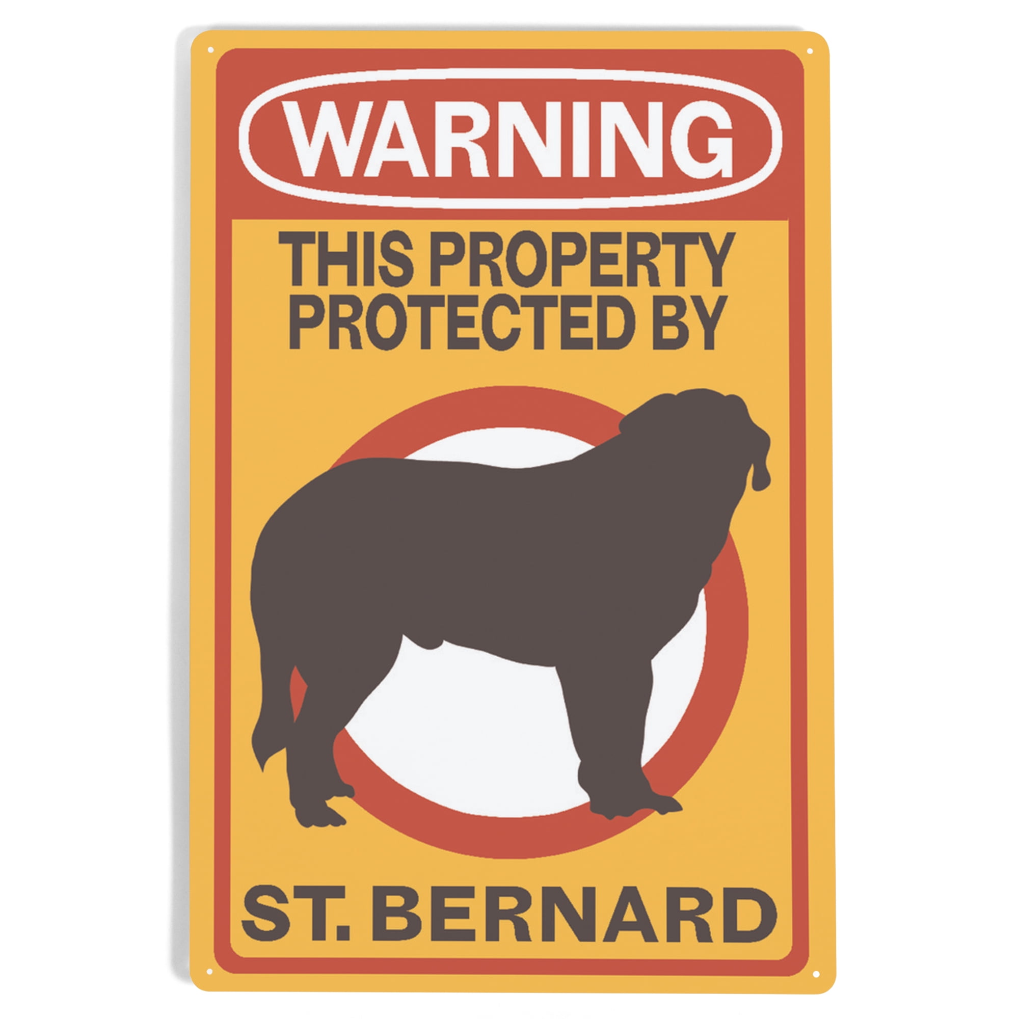 St. Bernard, Warning (12x18 Aluminum Art, Indoor Outdoor Metal Sign ...