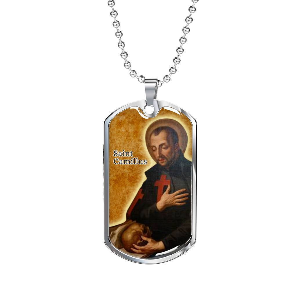 St. Camillus Catholic Saint Stainless Steel or 18k Gold Dog Tag ...