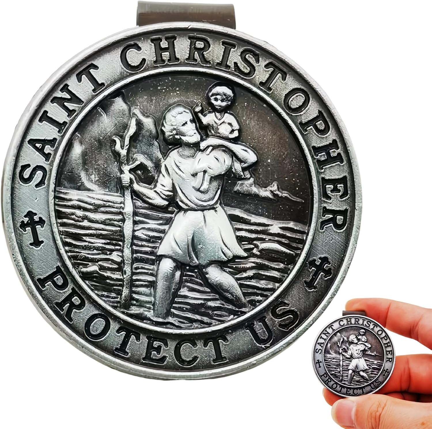 St Christopher Medal Car Visor Clip Zinc Alloy Gift for New Driver St ...