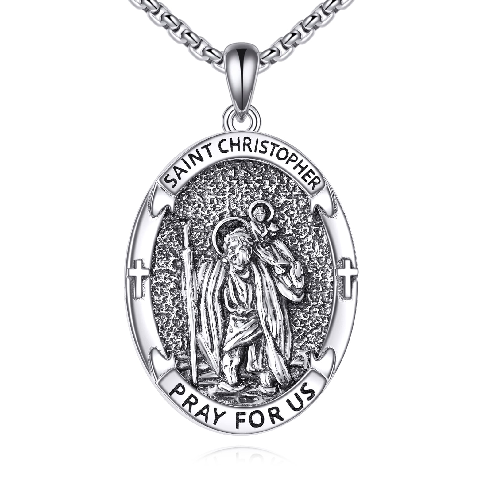 St Christopher Necklace for Men 925 Sterling Silver Saint Christopher ...