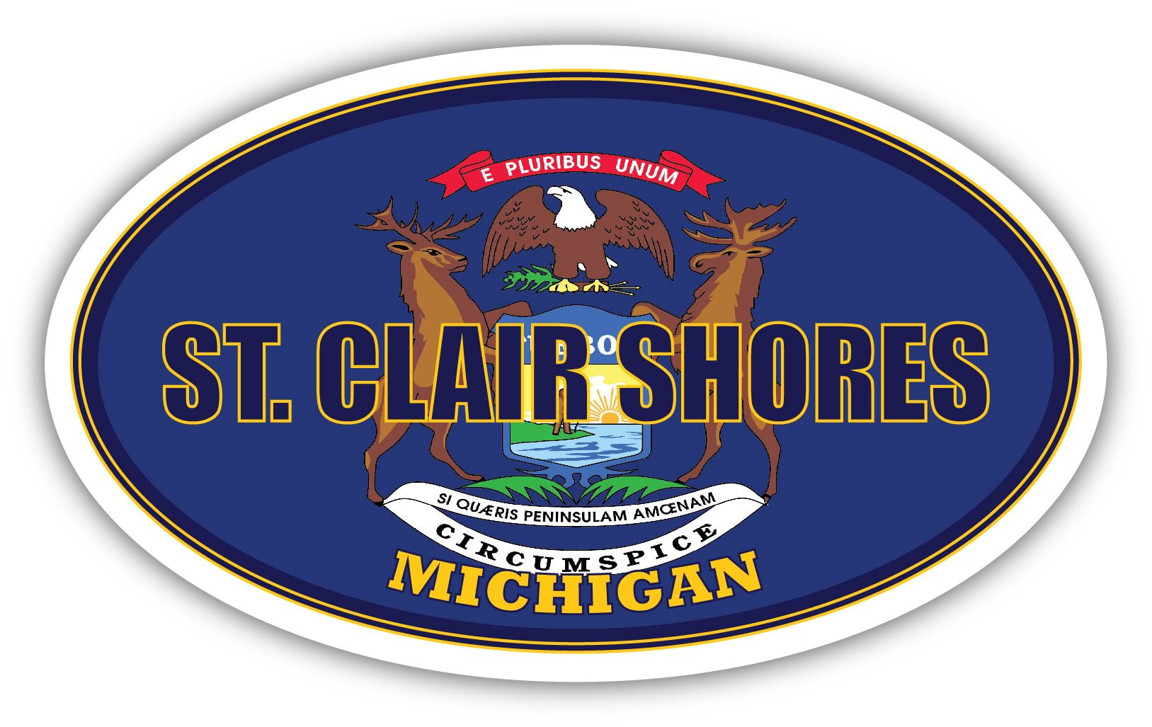 St. Clair Shores City Michigan State Flag | MI Flag Macomb County Oval ...