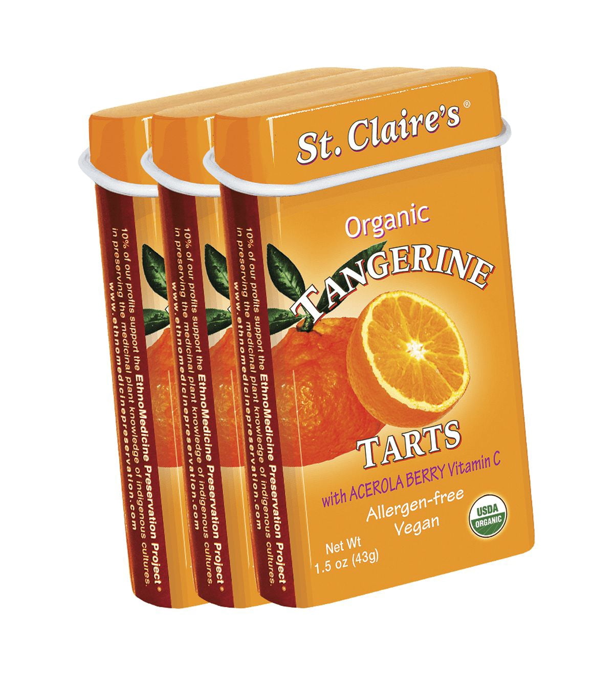 St. Claire's Organic Fruit Tart Candies, (Tangerine, 1.5 Ounce Tin ...