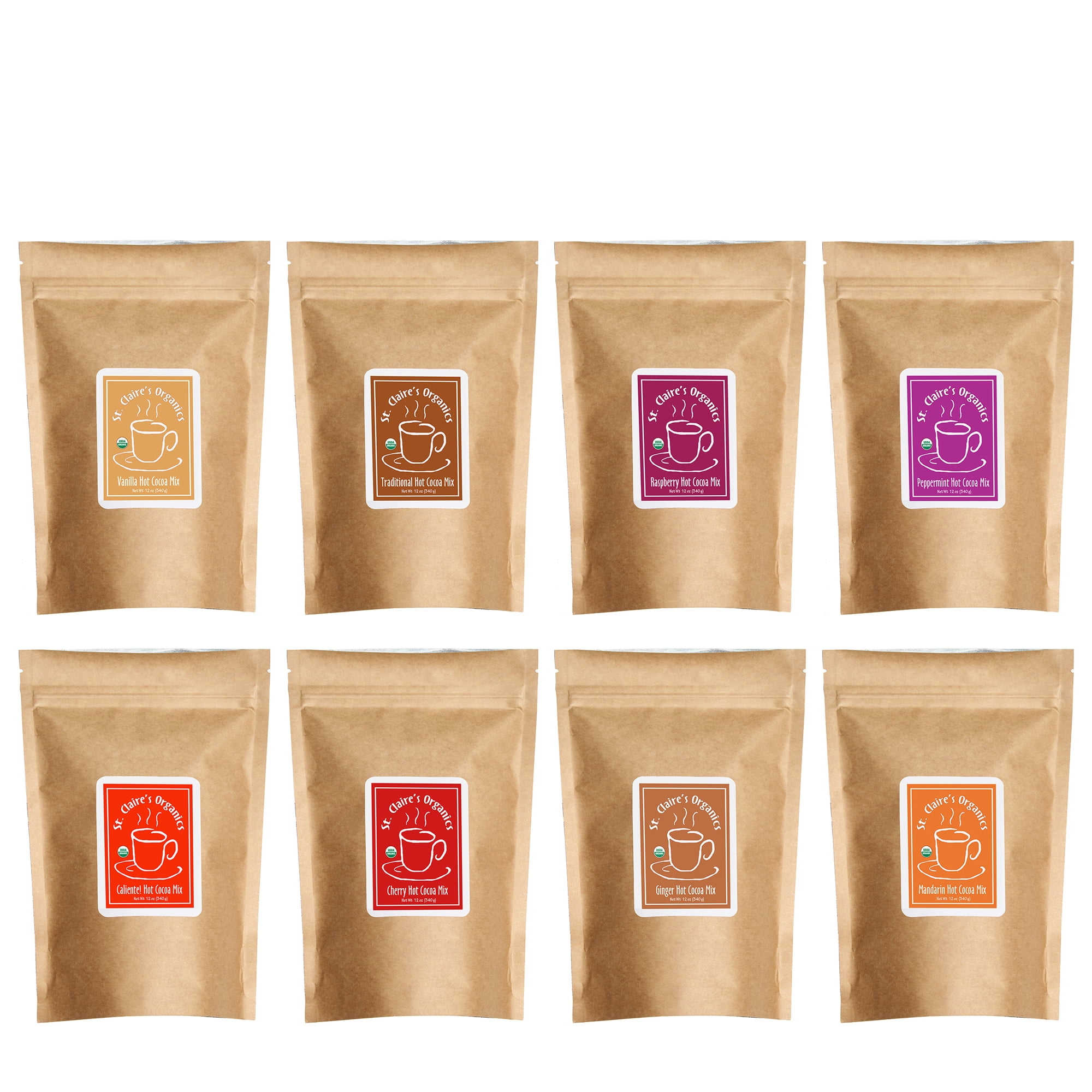 St. Claire's Organics Gourmet Hot Cocoa Sampler, (8 bags, 3 Ounce each ...