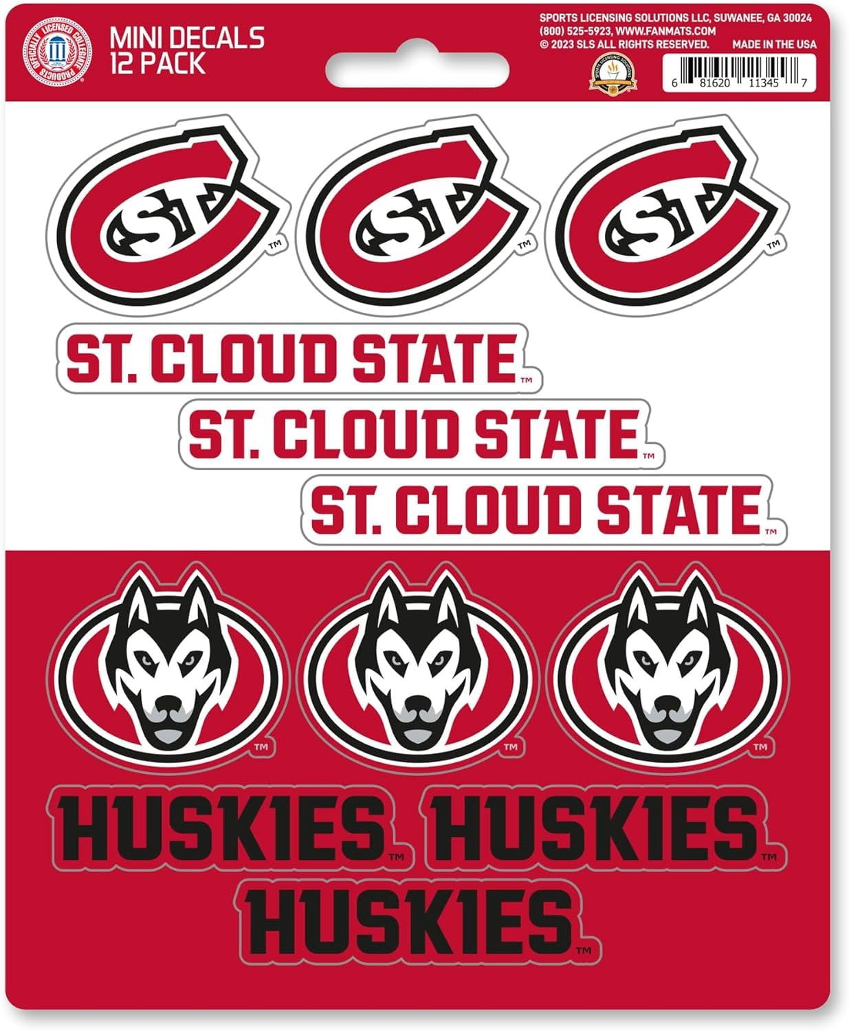 St Cloud State University Huskies 12-Piece Mini Decal Sticker Set, 5x6 ...